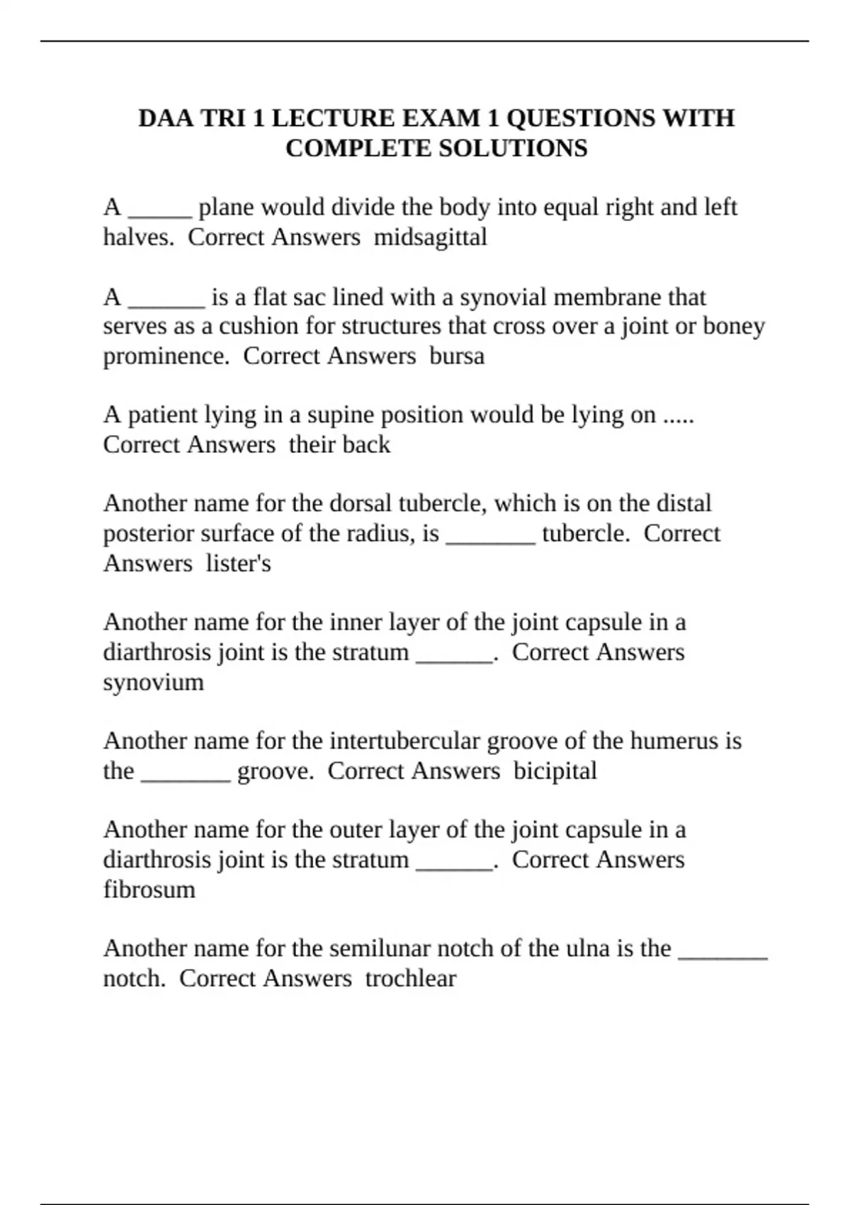DAA TRI 1 LECTURE EXAM 1 QUESTIONS WITH COMPLETE SOLUTIONS - DAA ...