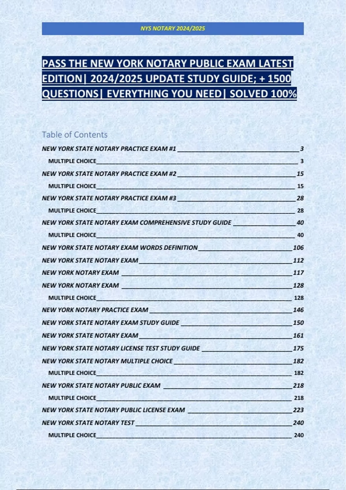 PASS THE NEW YORK NOTARY PUBLIC EXAM LATEST EDITION| 2024/2025 UPDATE ...