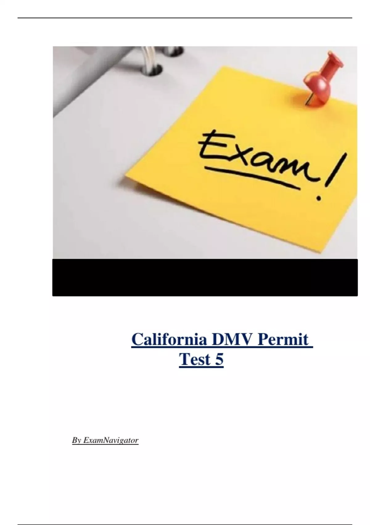 California DMV Permit Test 5 ( Latest 2024 / 2025 ) Actual Questions ...