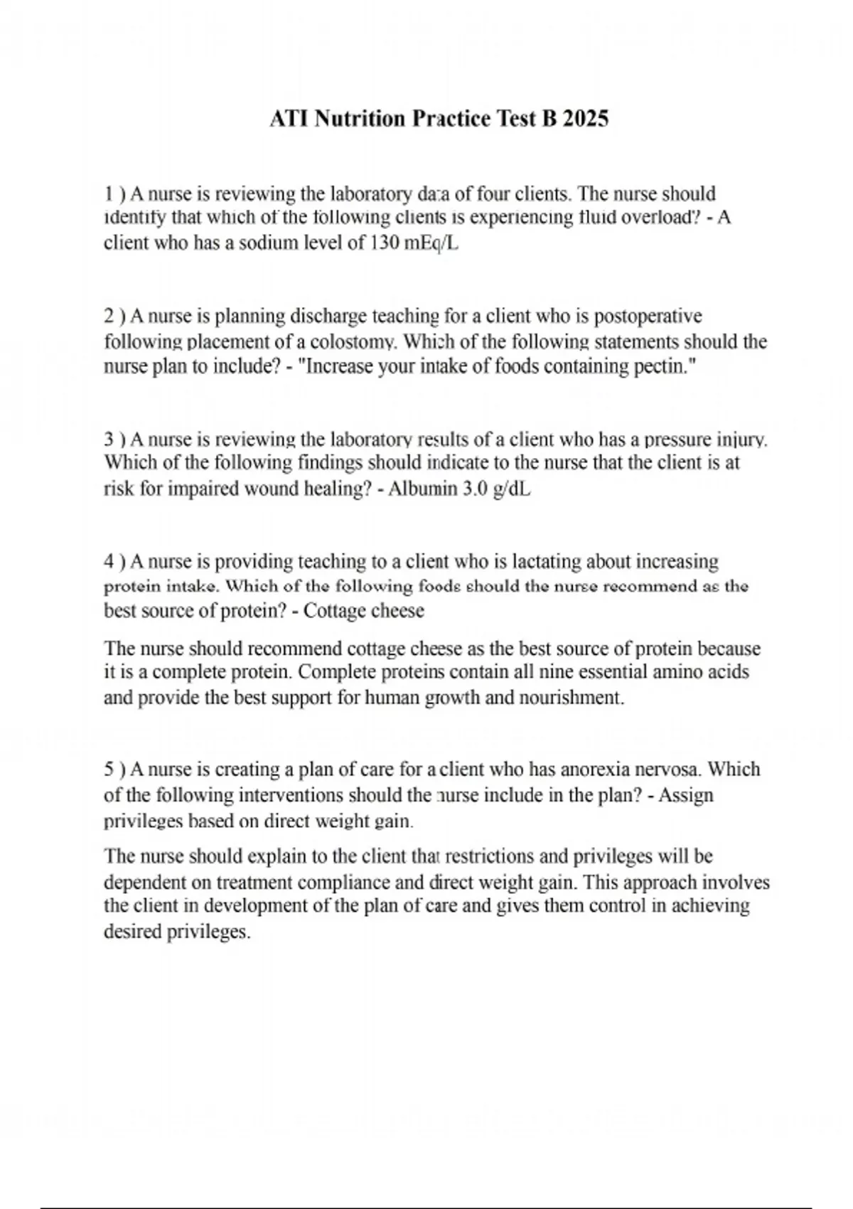 ATI Nutrition Practice Test B 2025 - ATI Nutrition - Stuvia US