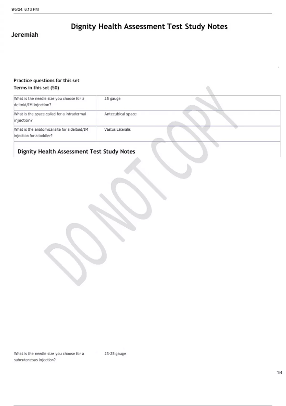 Dignity Health Assessment Test Study Notes Competed Study Guide 2024 ...