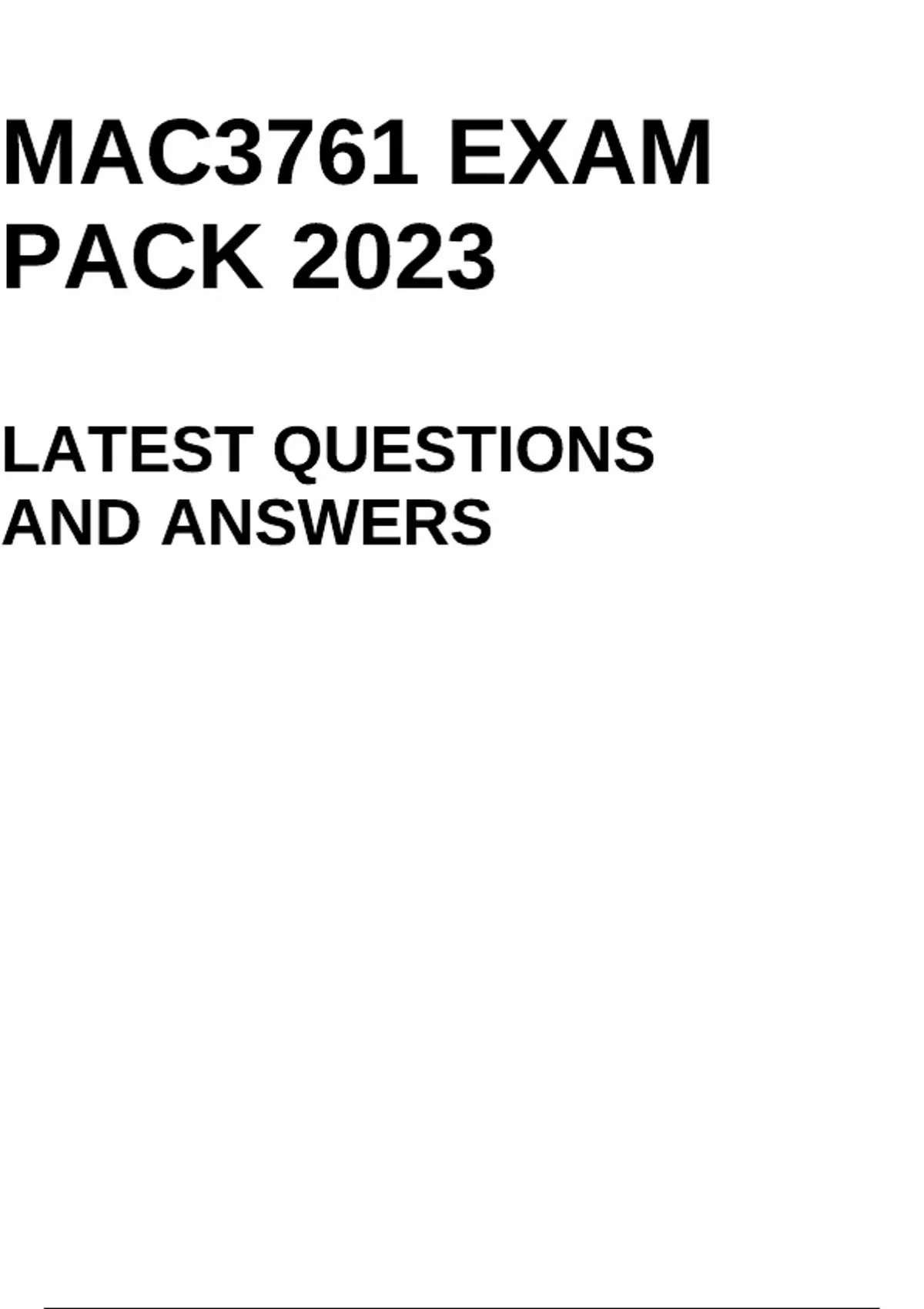 MAC3761 EXAM PACK 2023 LATEST QUESTIONS AND ANSWERS VERIFIED ...