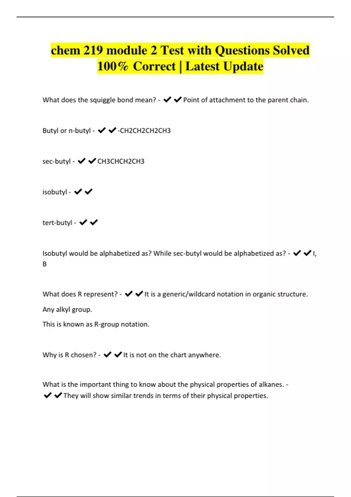 chem 219 module 2 Test with Questions Solved 100% Correct | Latest ...