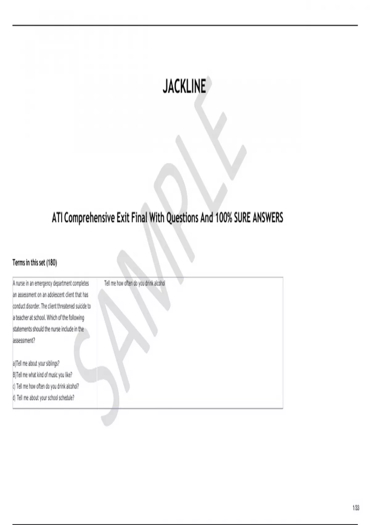 ATI Comprehensive Exit Final With Questions And 100% SURE ANSWERS ATI ...