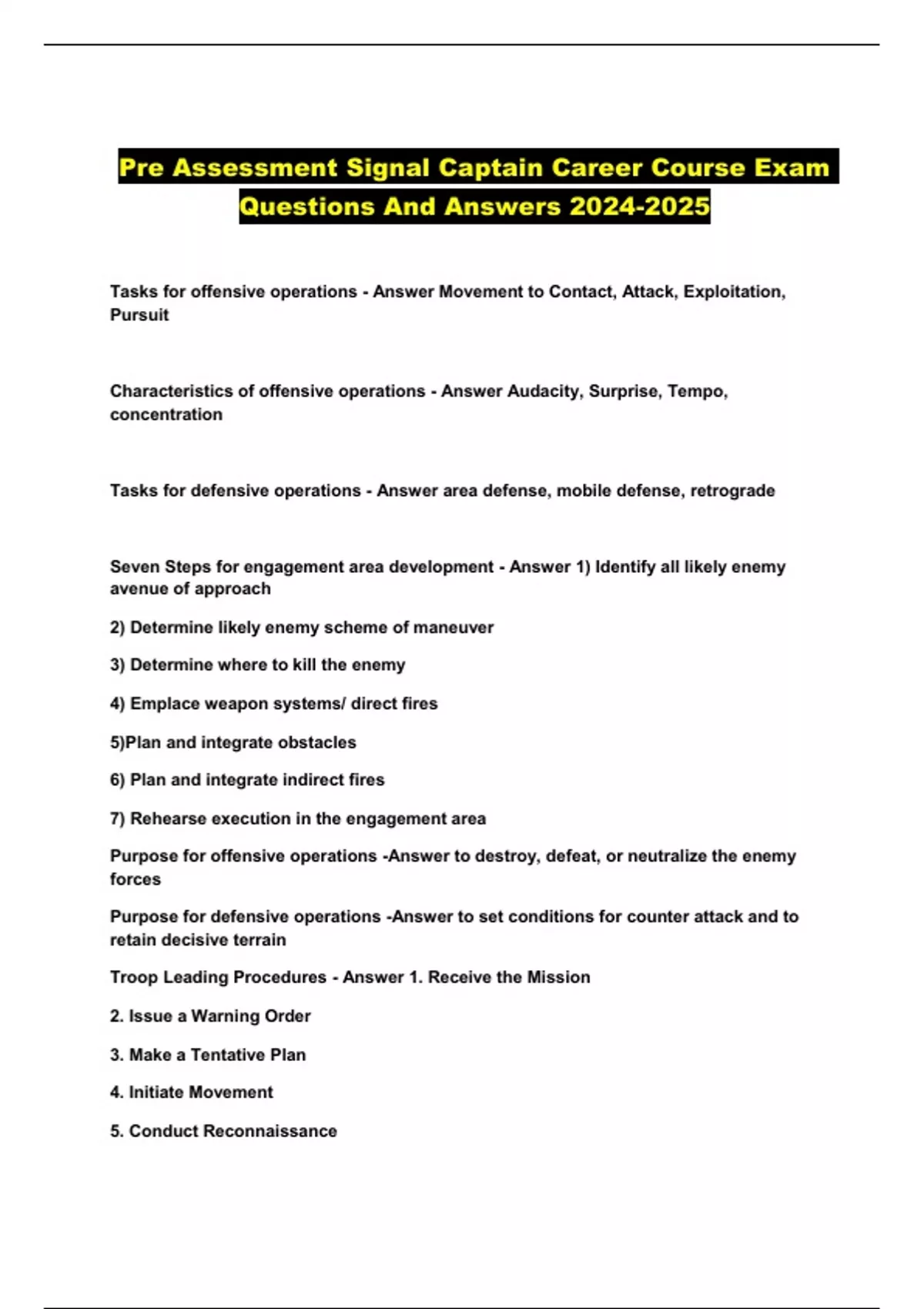 Pre Assessment Signal Captain Career Course Exam Questions And Answers ...