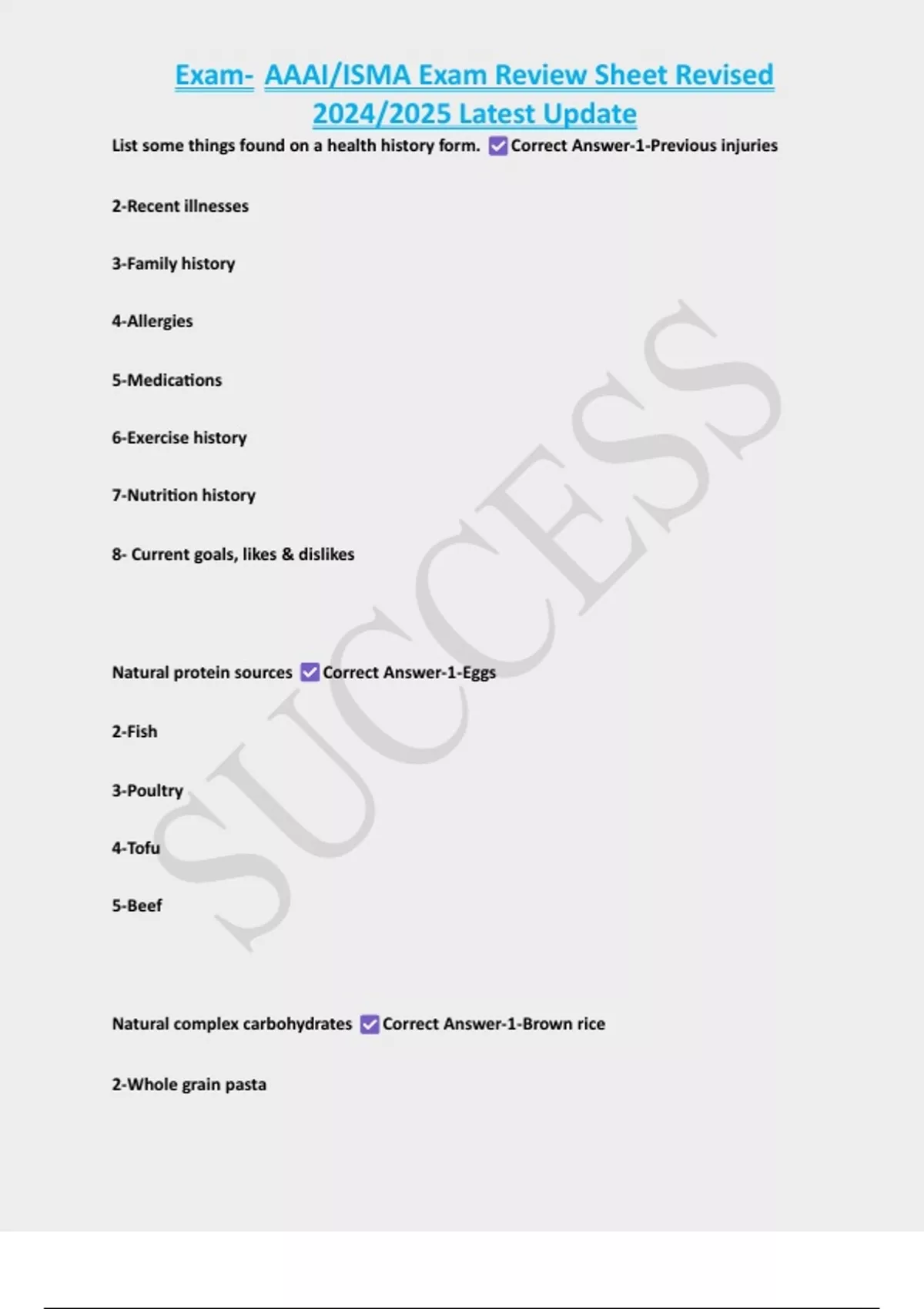 Exam- AAAI/ISMA Exam Review Sheet Revised 2024/2025 Latest Update ...