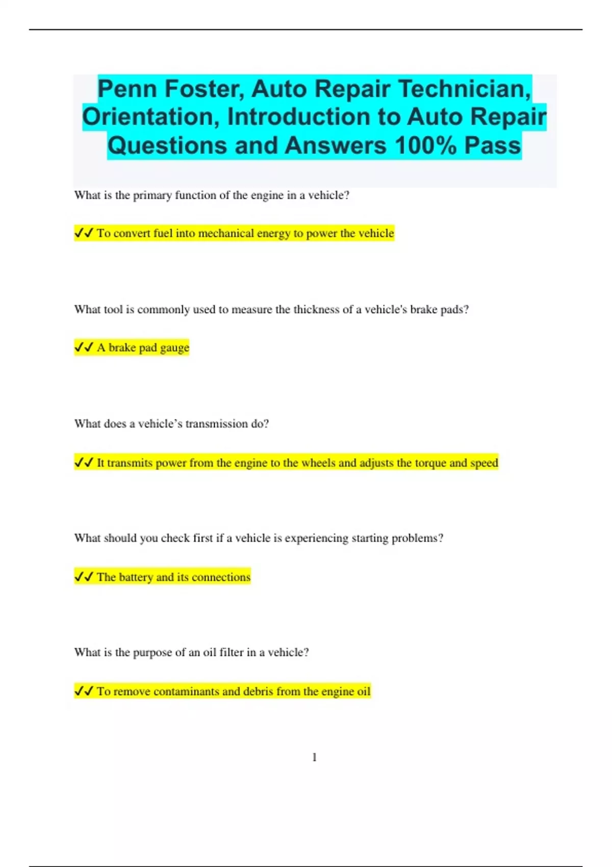 Microsoft Word 2016-Penn Foster Questions and Answers 100% Pass ...