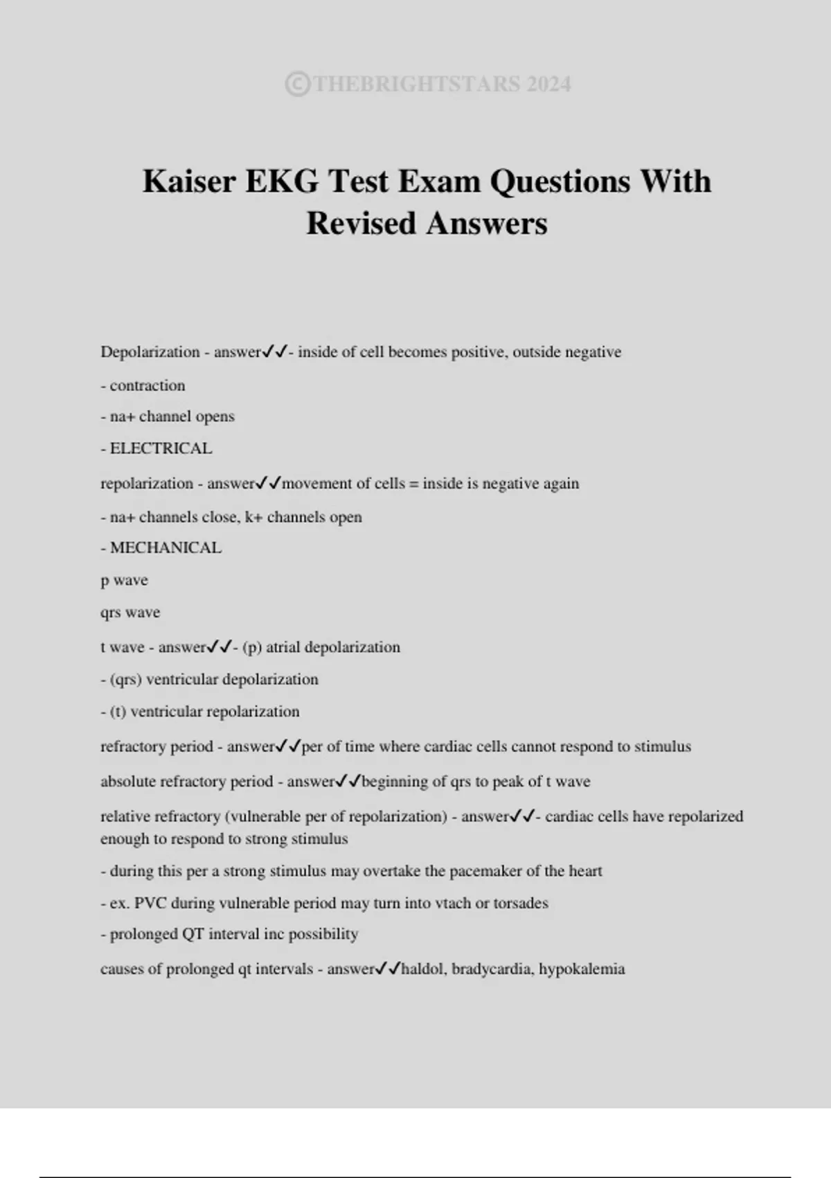 Kaiser EKG Test Exam Questions With Revised Answers - EKG Kaiser ...