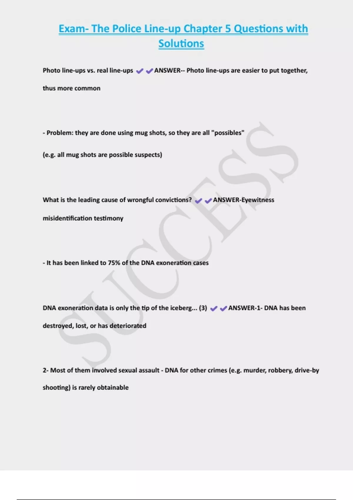 Exam- The Police Line-up Chapter 5 Questions with Solutions - Police ...