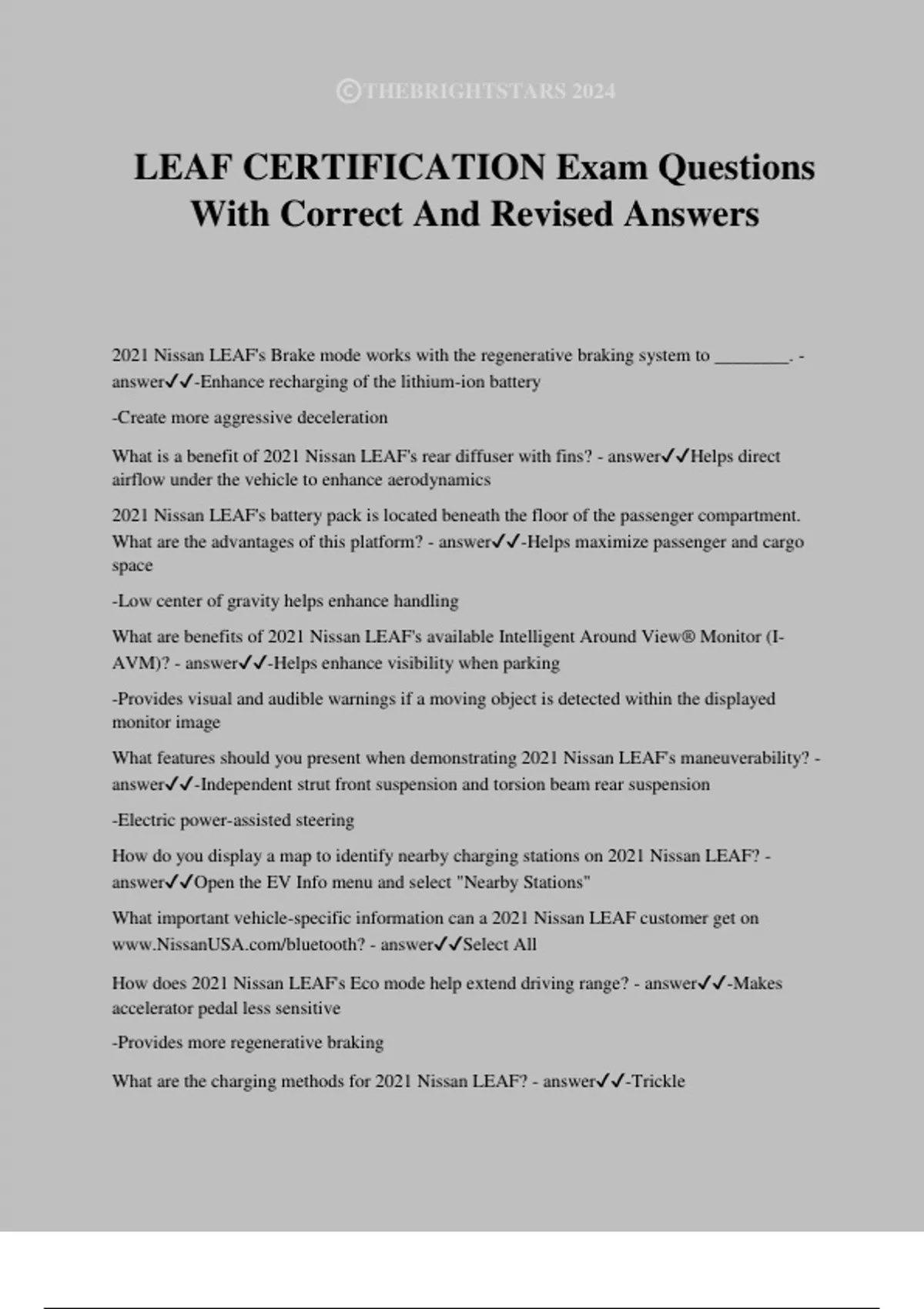 LEAF CERTIFICATION Exam Questions With Correct And Revised Answers - LEAF CERTIFICATION - Stuvia US