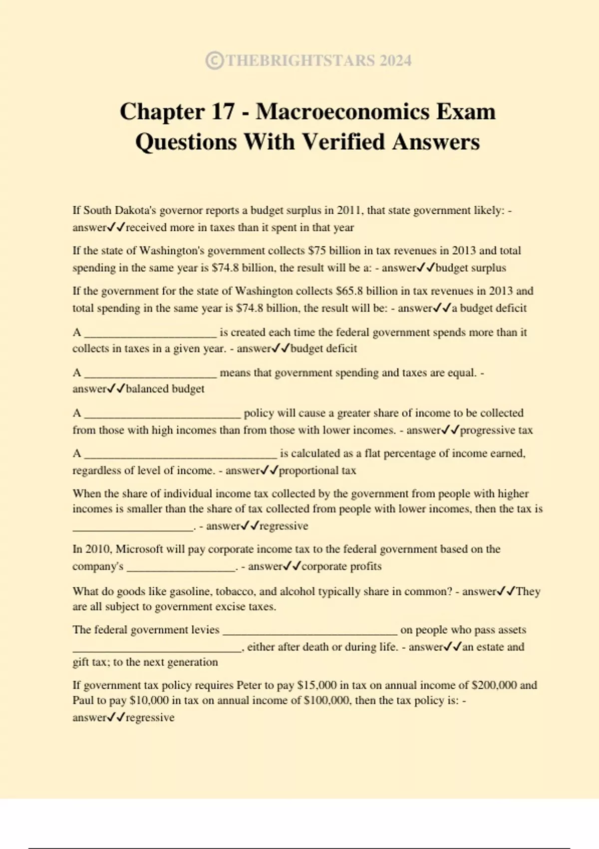 Chapter 17 Macroeconomics Exam Questions With Verified Answers Microeconomics Stuvia Us