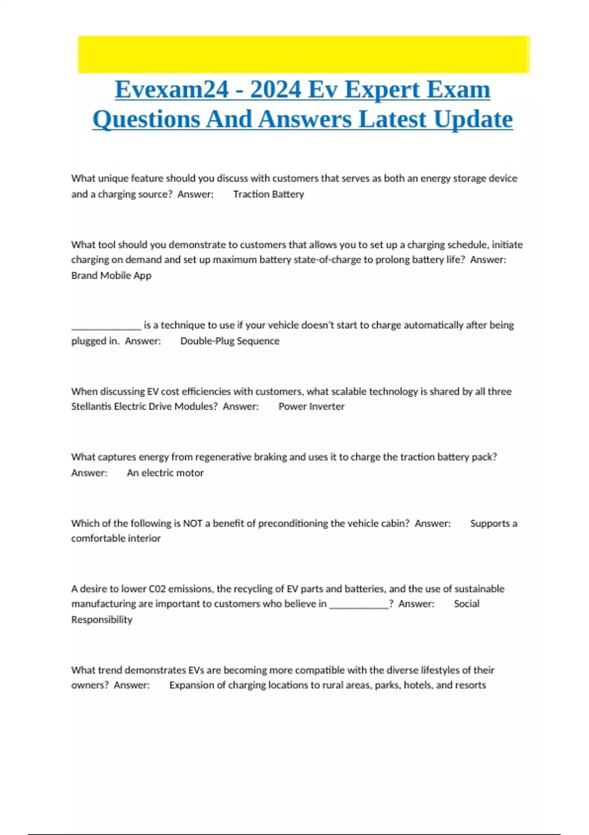 Evexam Ev Expert Exam Questions And Answers Latest Updates 2025/2026 ...