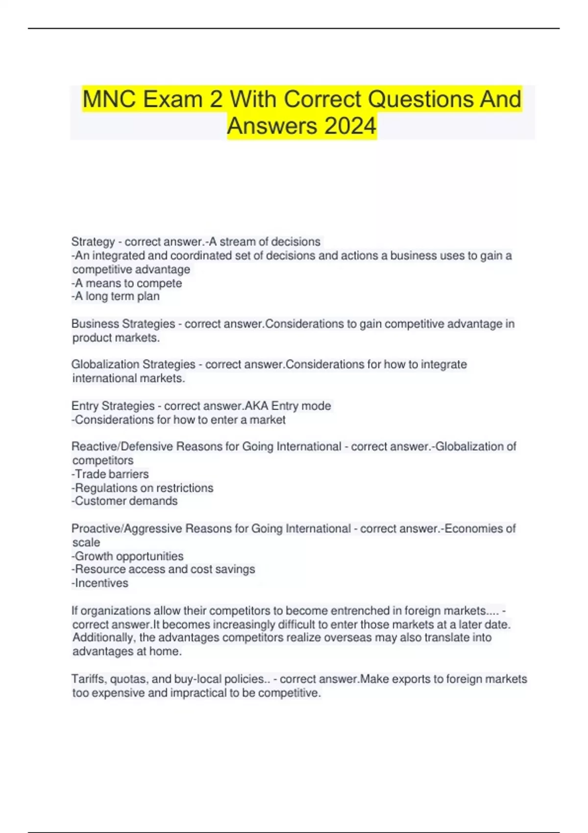 MNC Exam 2 With Correct Questions And Answers 2024 - MNC - Stuvia US