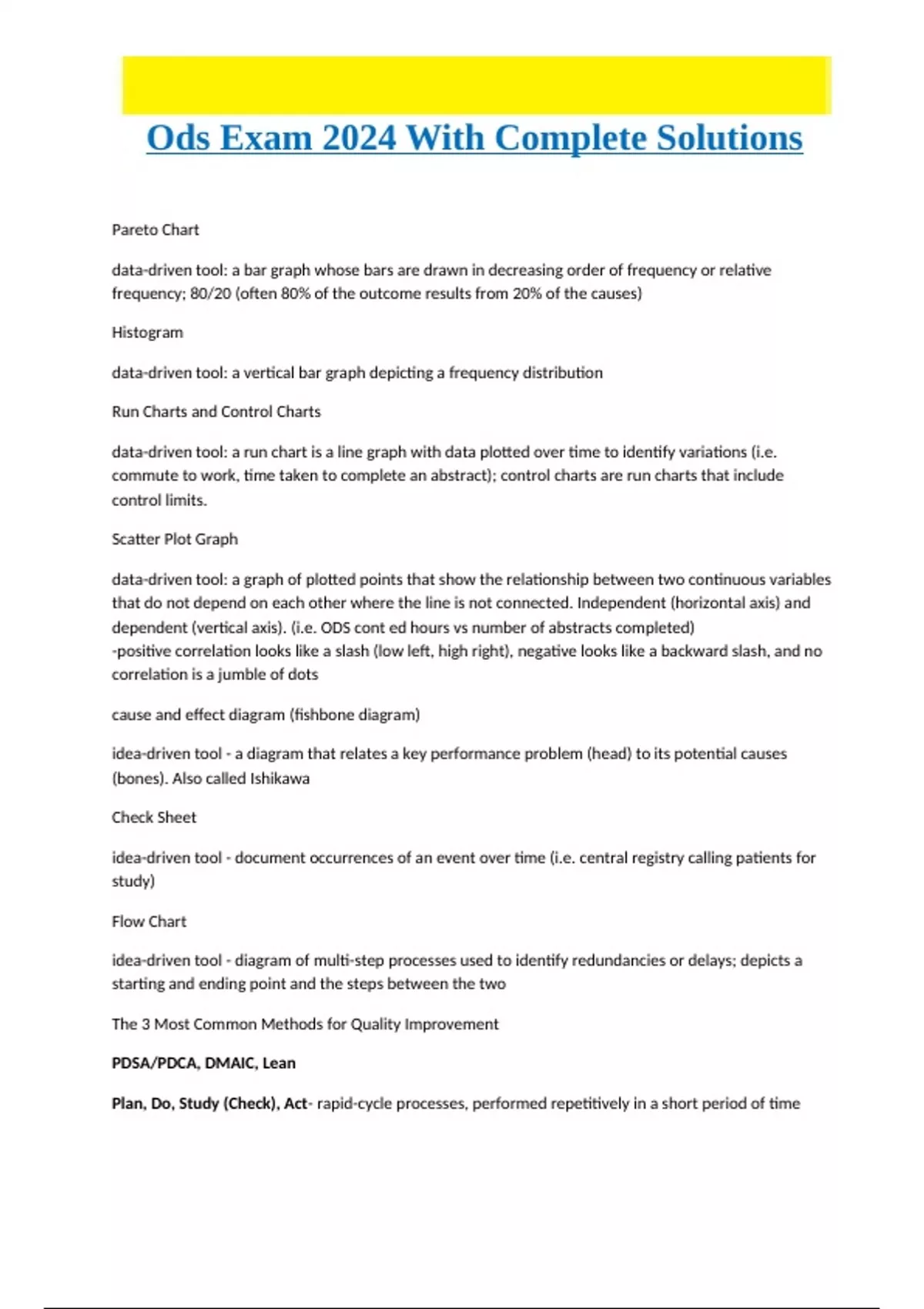 Ods Exam 2024 With Complete Solutions - Ods 2024 - Stuvia US