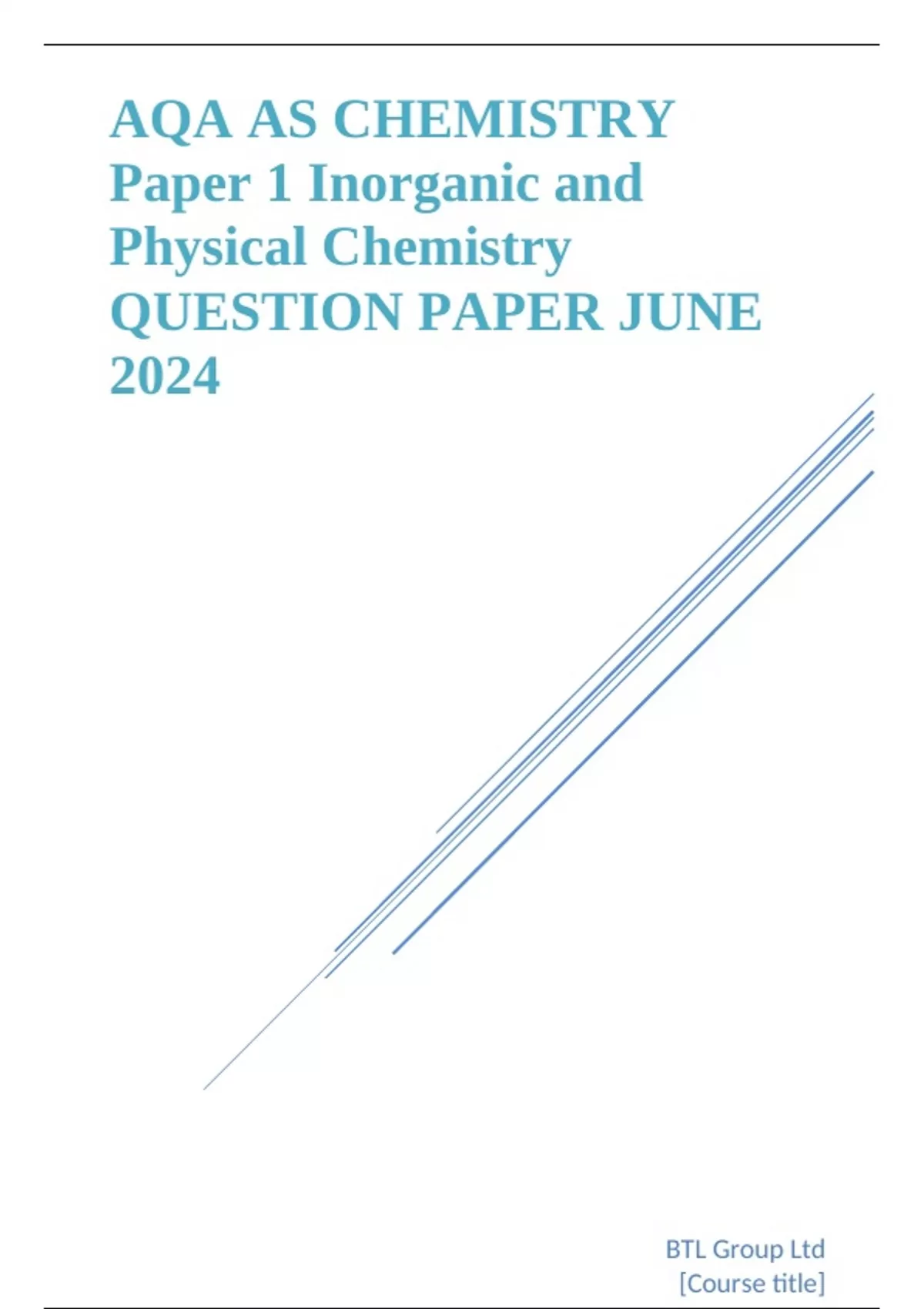 AQA AS CHEMISTRY Paper 1 Inоrganic and Physical Chemistry QUESTION ...