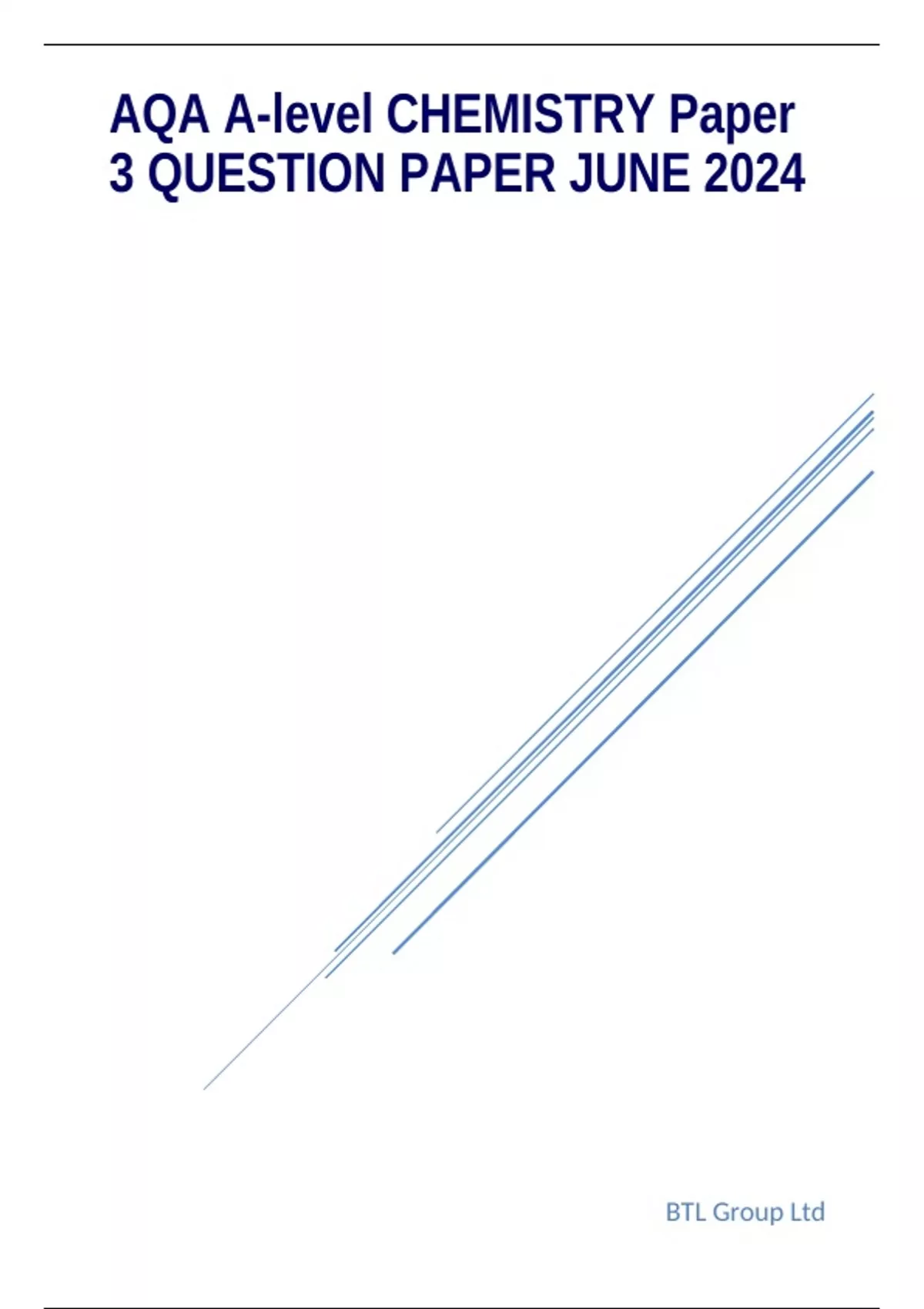 AQA A-level CHEMISTRY Paper 3 QUESTION PAPER JUNE 2024 - AQA CHEMISTRY ...