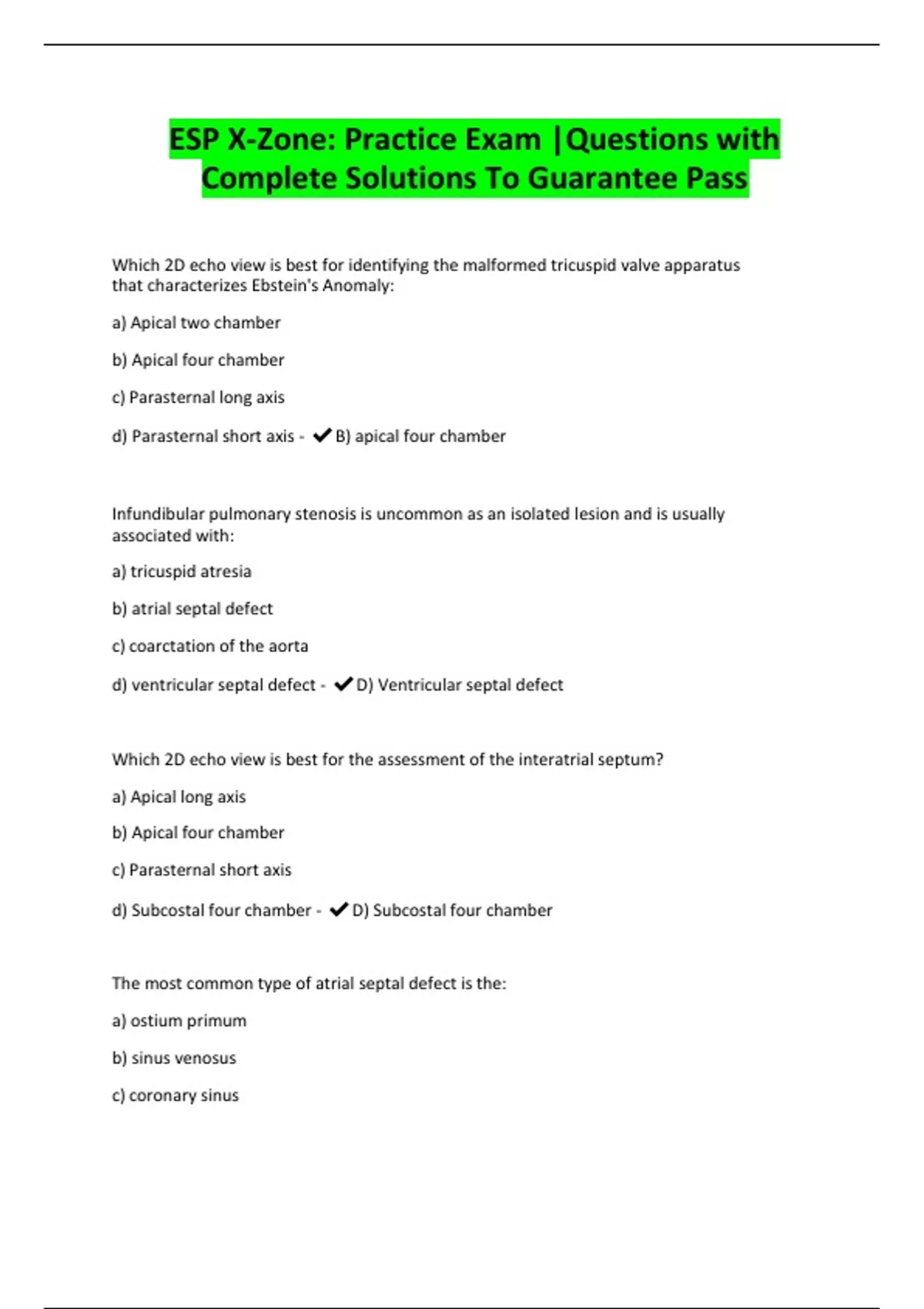 ESP X-Zone: Practice Exam |Questions with Complete Solutions To ...