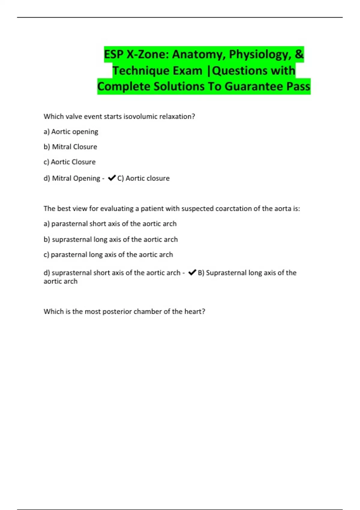 ESP X-Zone: Anatomy, Physiology, & Technique Exam |Questions with ...