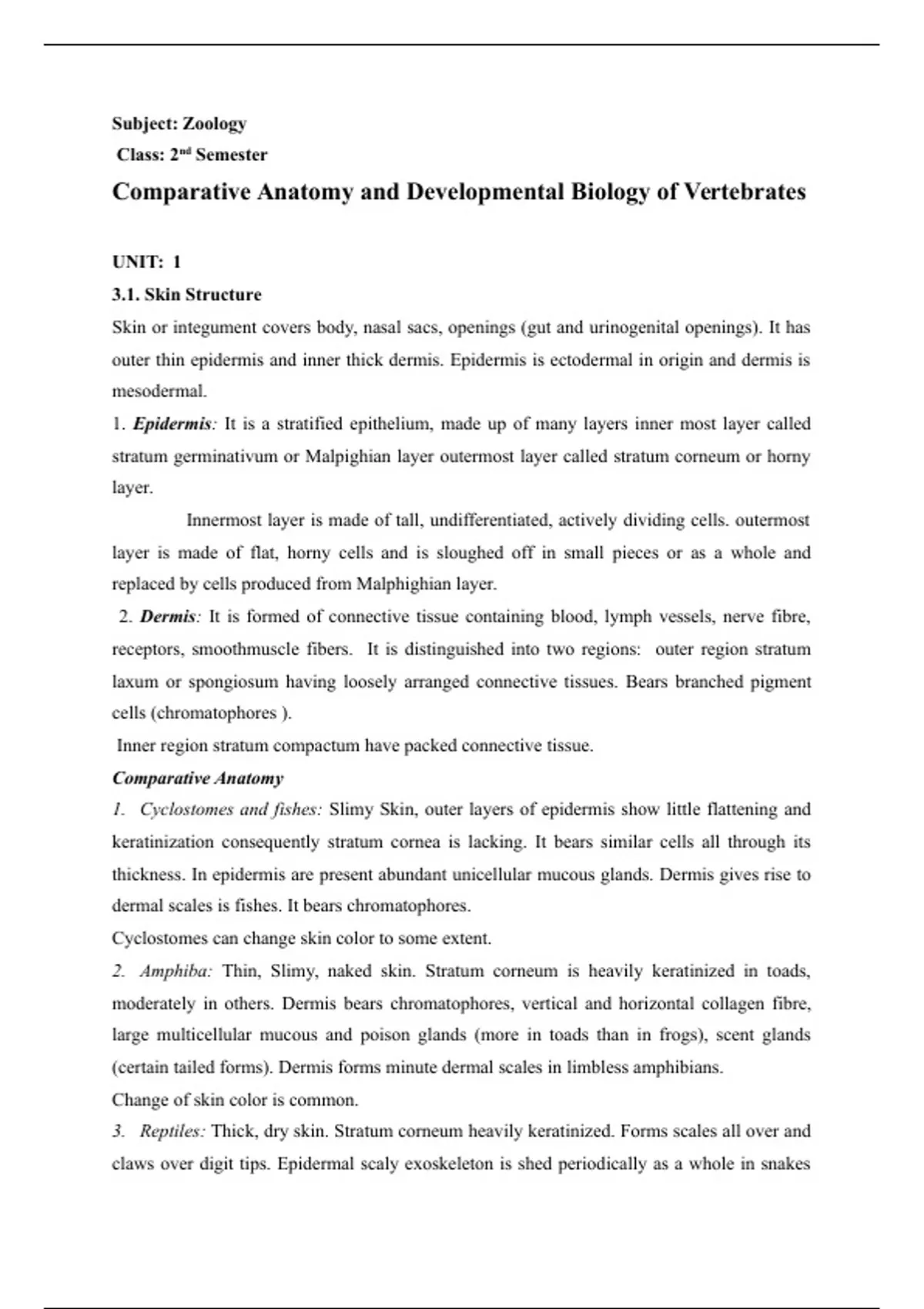 Comparative anatomy of vertebrae - BIO4275 (ZOO2) - Stuvia US