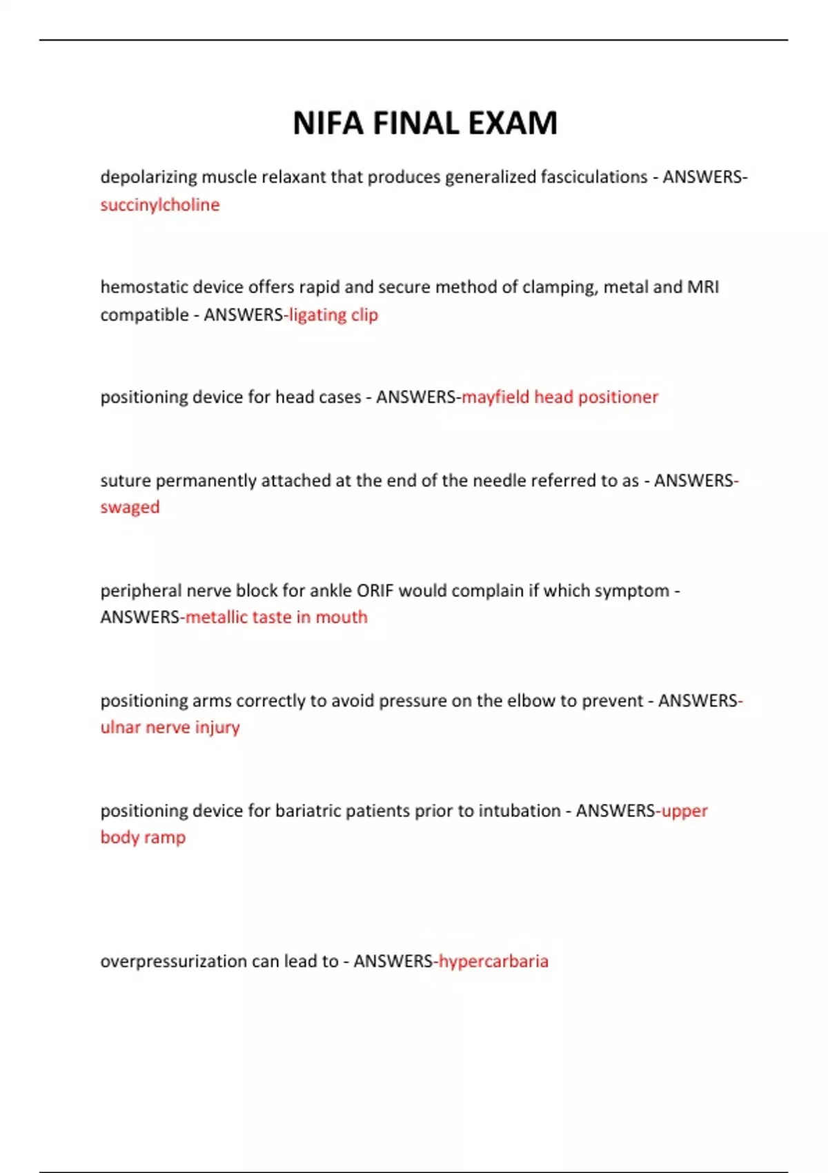 NIFA FINAL EXAM QUESTIONS AND ANSWERS 2024 - NIFA - Stuvia US