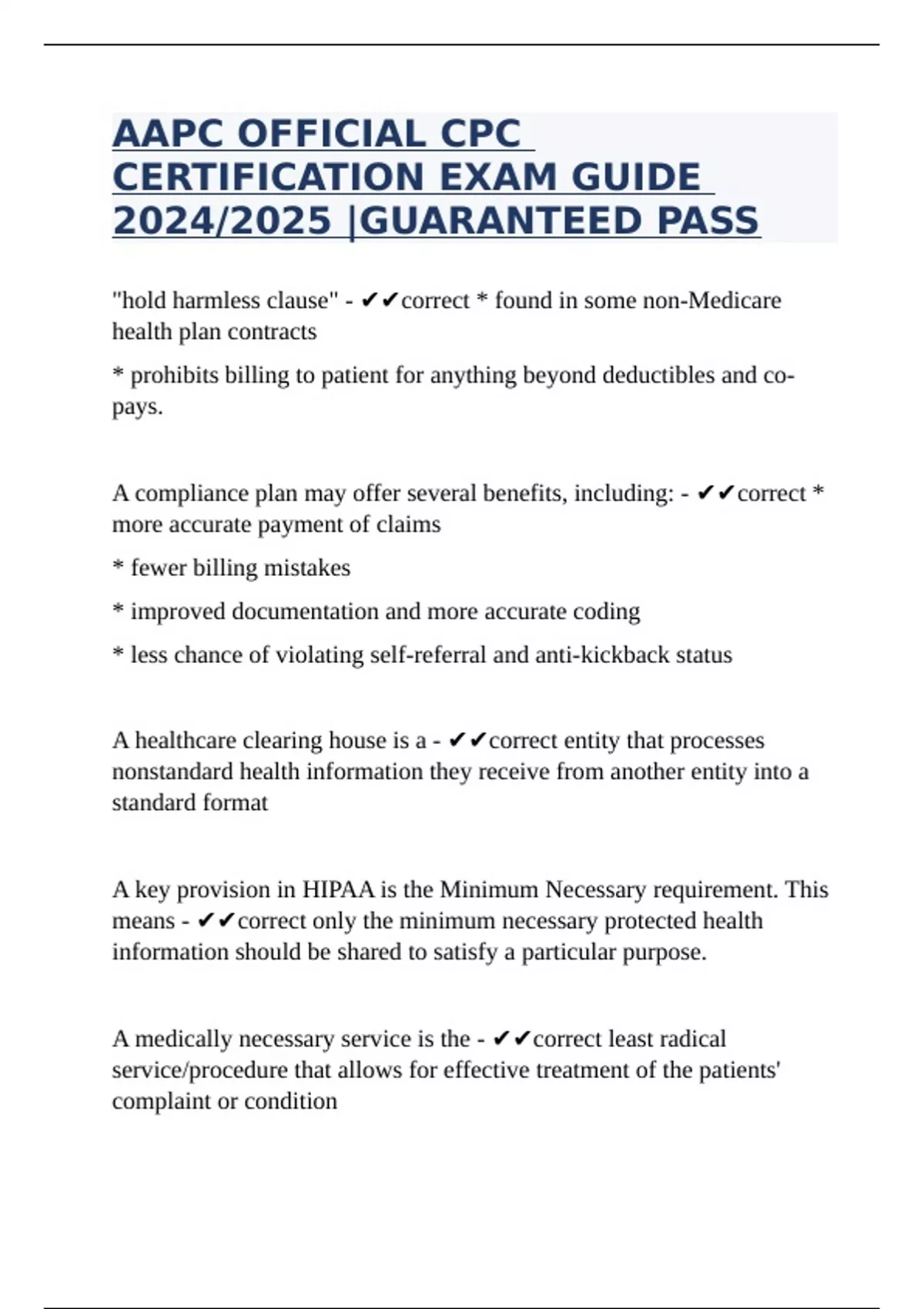 AAPC OFFICIAL CPC CERTIFICATION EXAM GUIDE 2024/2025 |GUARANTEED PASS ...