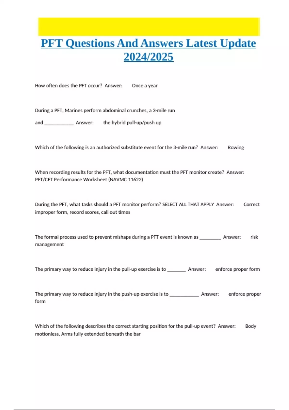 Pulmonary Function Test Questions And Answers Latest Updates 2025/2026 ...