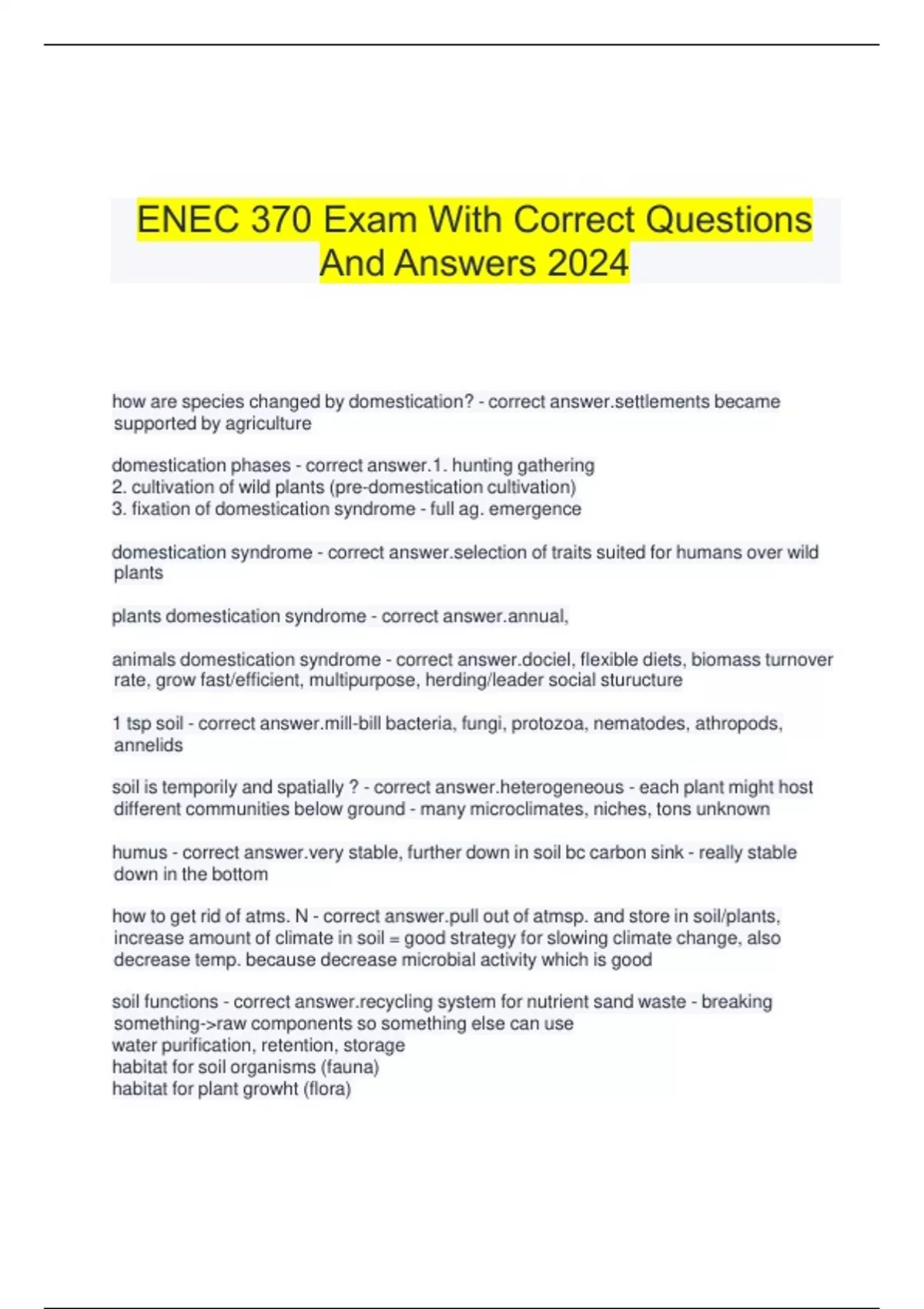 ENEC 370 Exam With Correct Questions And Answers 2024 - ENEC 370 ...