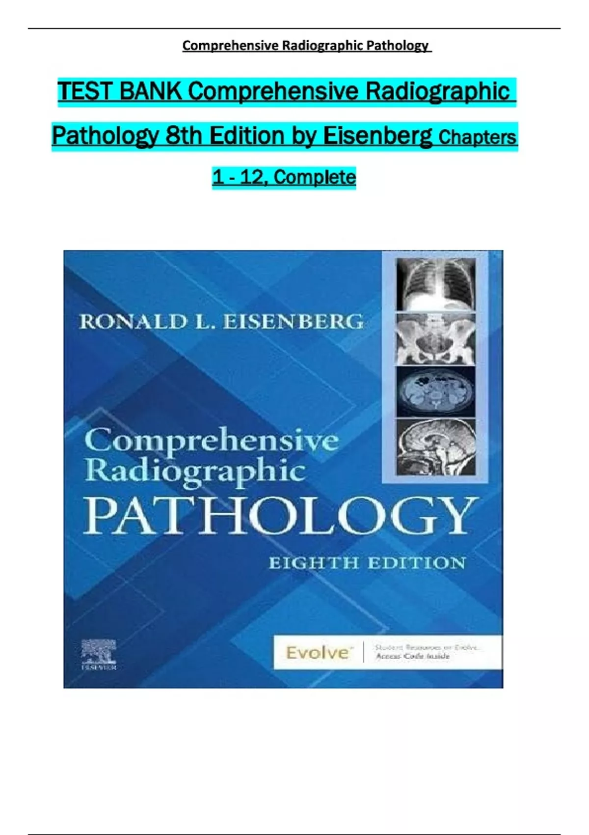 TEST BANK For Comprehensive Radiographic Pathology, 8th Edition by ...