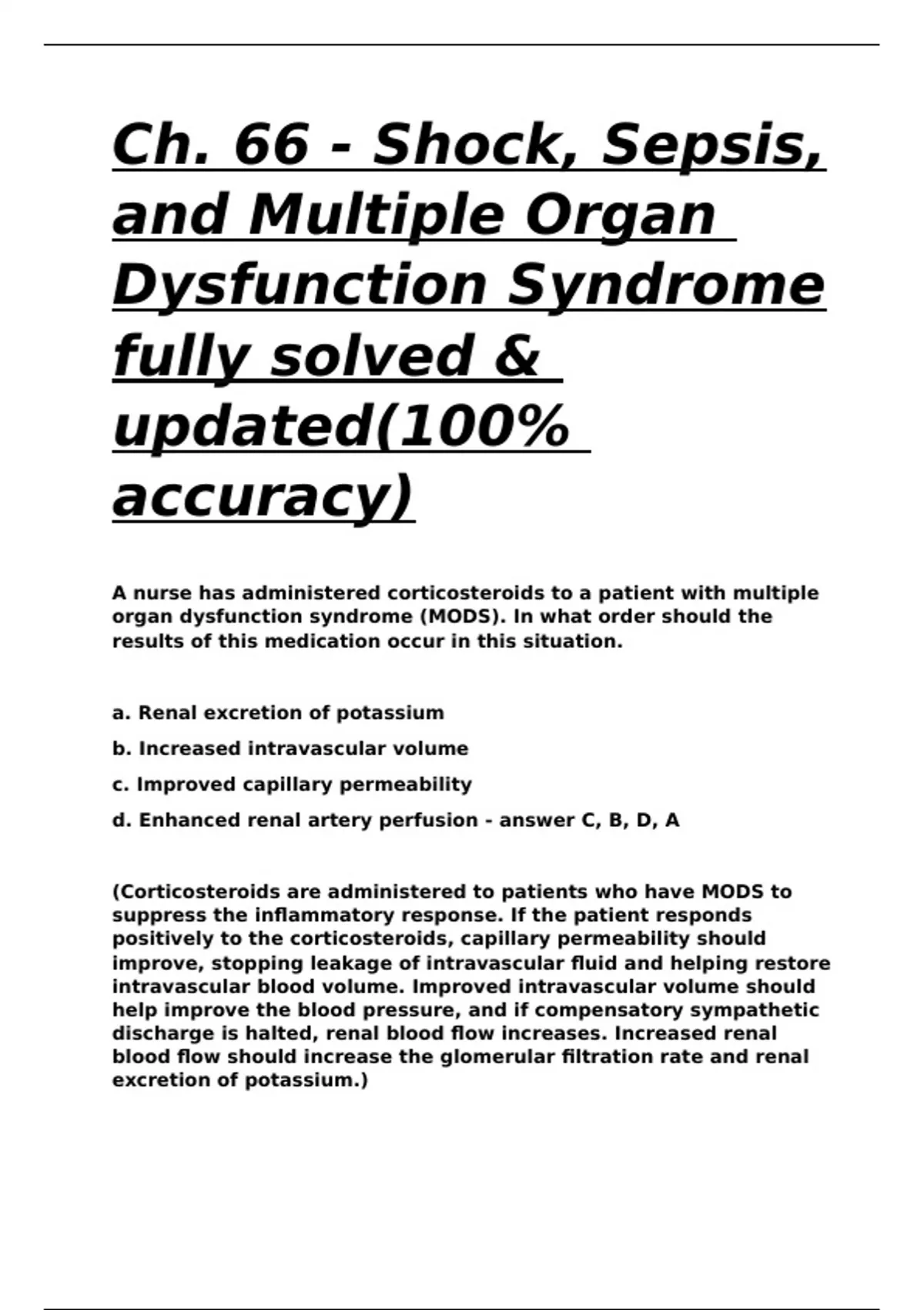 Ch. 66 - Shock, Sepsis, and Multiple Organ Dysfunction Syndrome fully ...