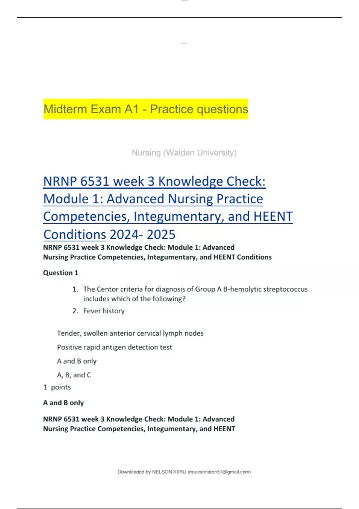 NRNP 6531 week 3 Knowledge Check: Module 1: Advanced Nursing Practice ...