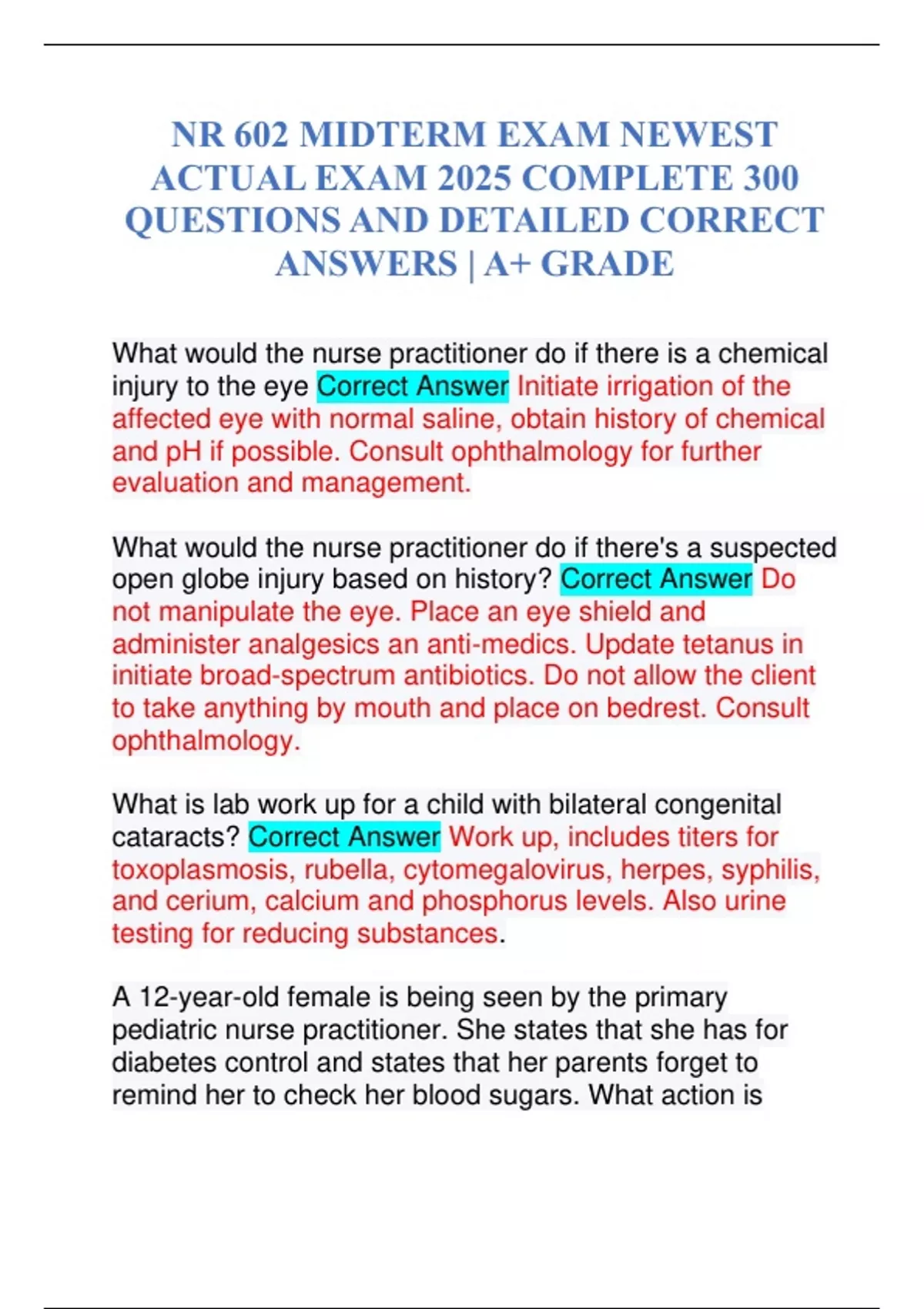 NR 602 MIDTERM EXAM NEWEST ACTUAL EXAM 2025 COMPLETE 300 QUESTIONS AND ...
