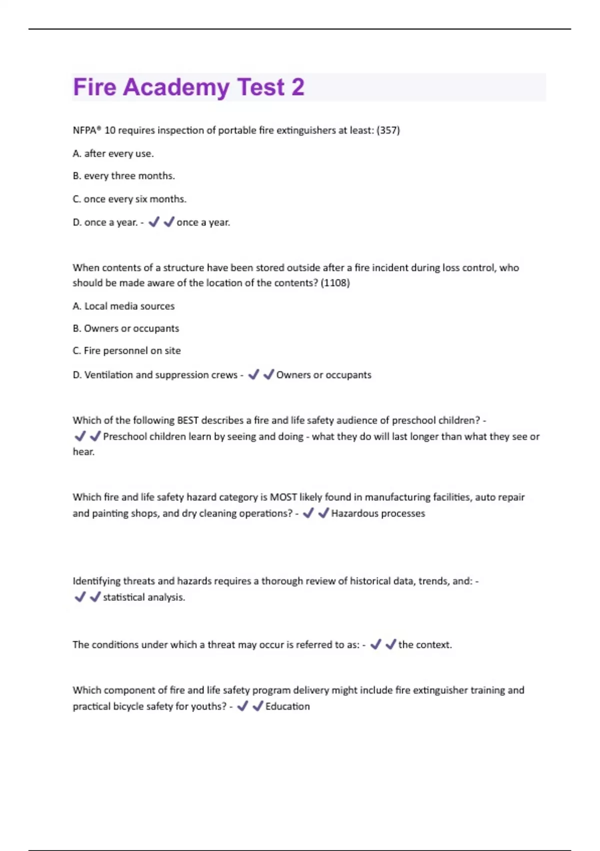 Fire Academy Test 2 Questions and Answers New (2024/2025) Solved 100% ...