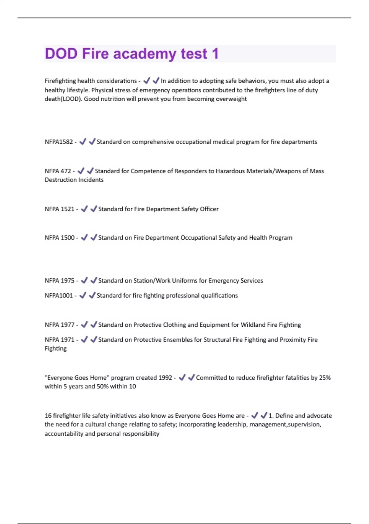 DOD Fire academy test 1 Questions and Answers well Explained Latest ...