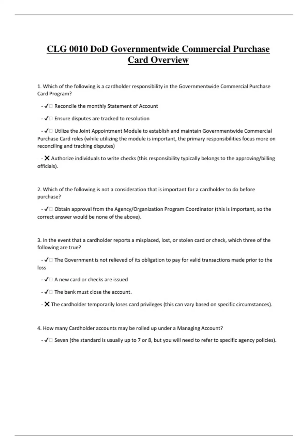CLG 0010 DoD Governmentwide Commercial Purchase Card Overview - CLG 0010 DoD Governmentwide ...