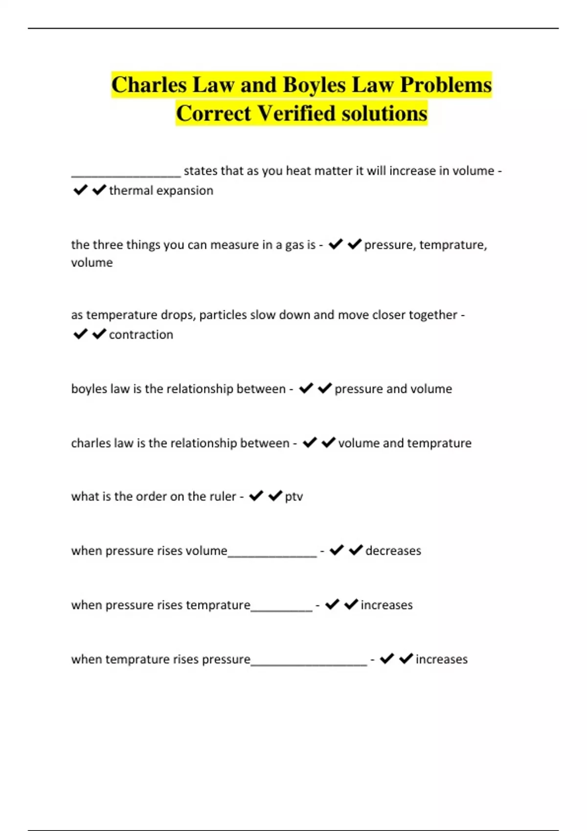 Charles Law and Boyles Law Problems Correct Verified solutions ...