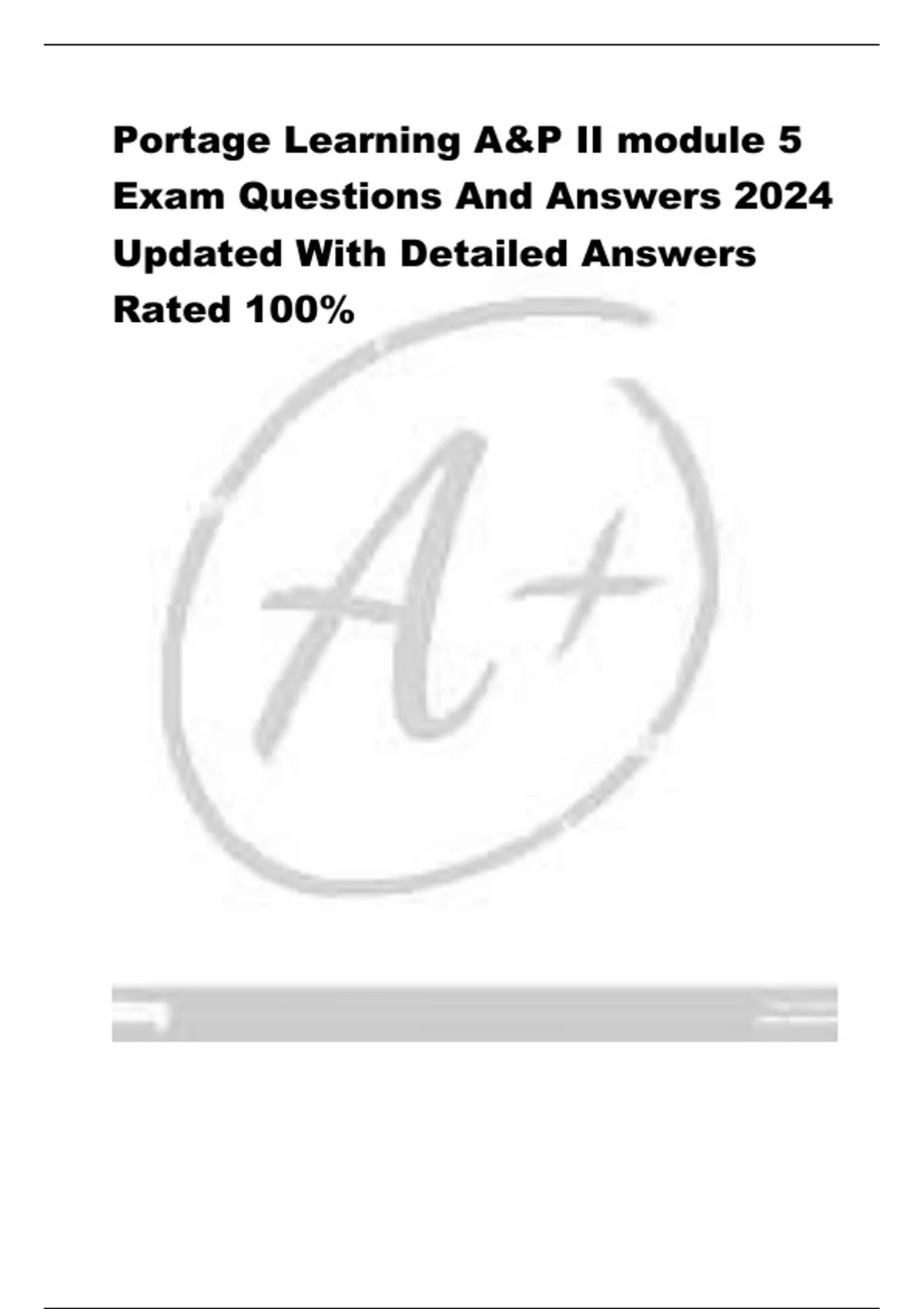 Portage Learning A&P II module 5 Exam Questions And Answers 2024 ...