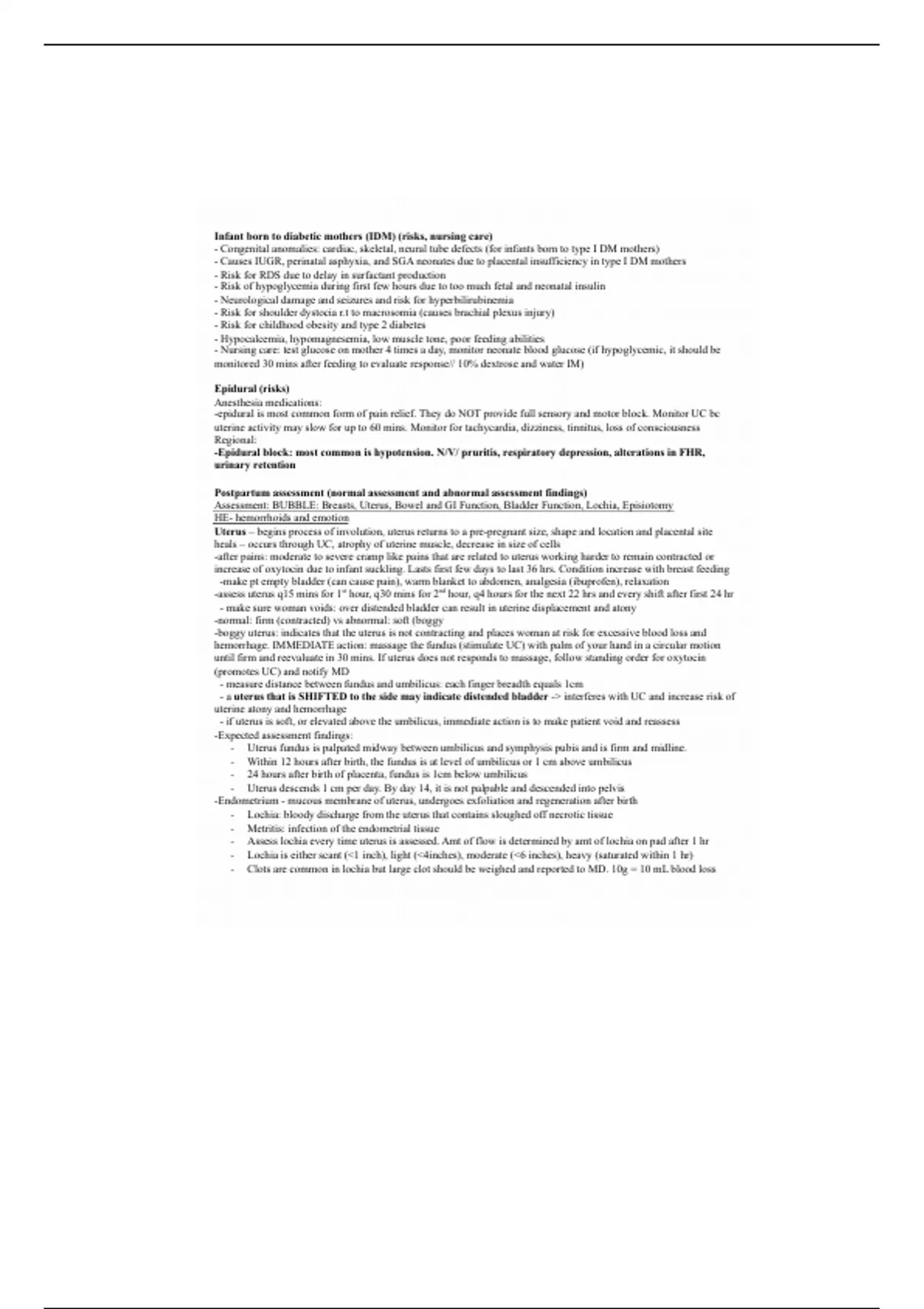 OB Nursing and Pediatrics Test Notes - CNURSING 240 - Stuvia US