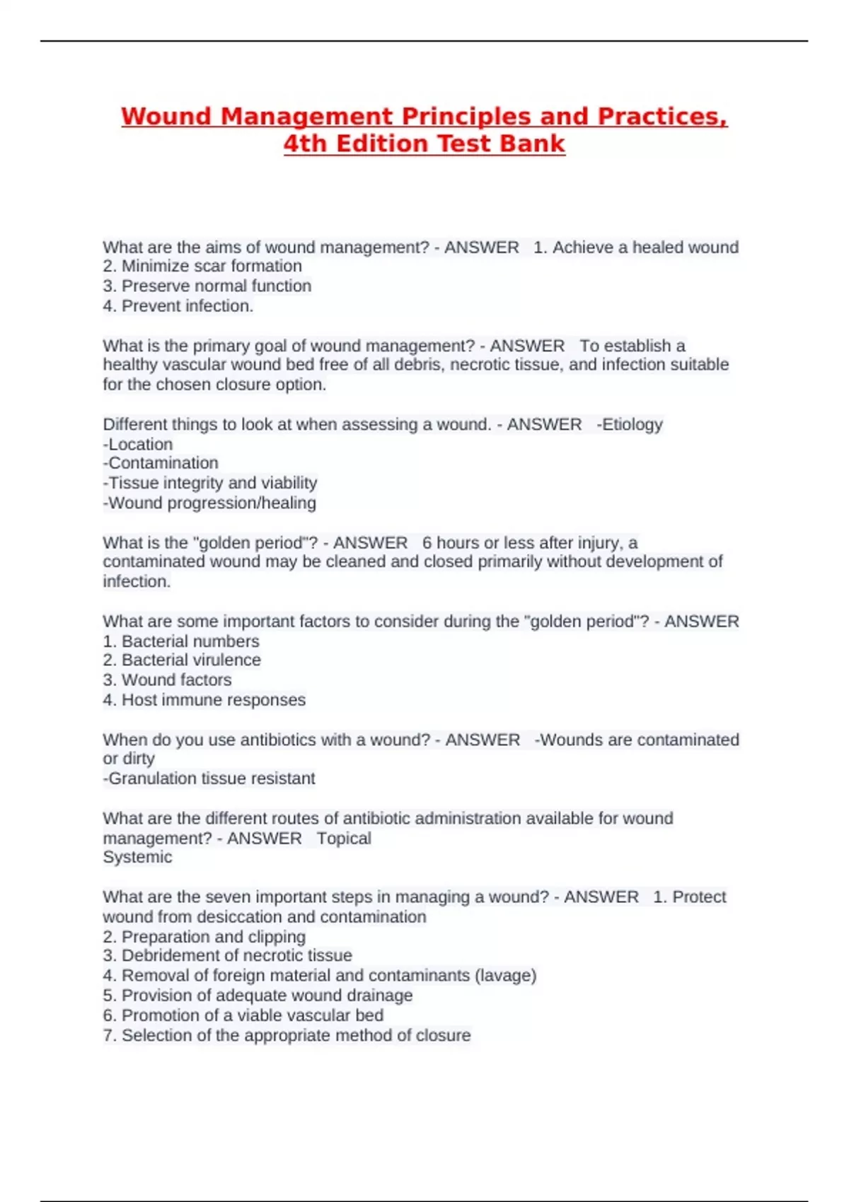 Wound Management Principles and Practices - Wound Management Principles ...