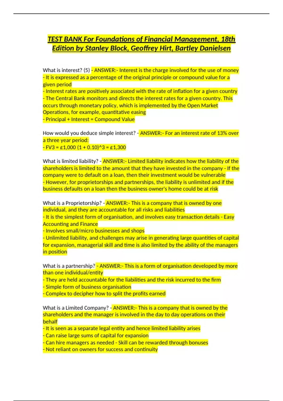 Foundations of Financial Management, 18th Edition by Stanley Block ...