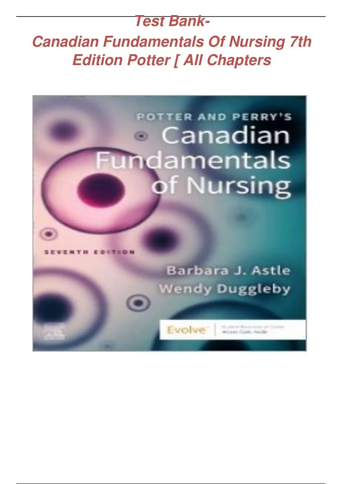 Test Bank- Canadian Fundamentals of Nursing 7th Edition ( Potter ...