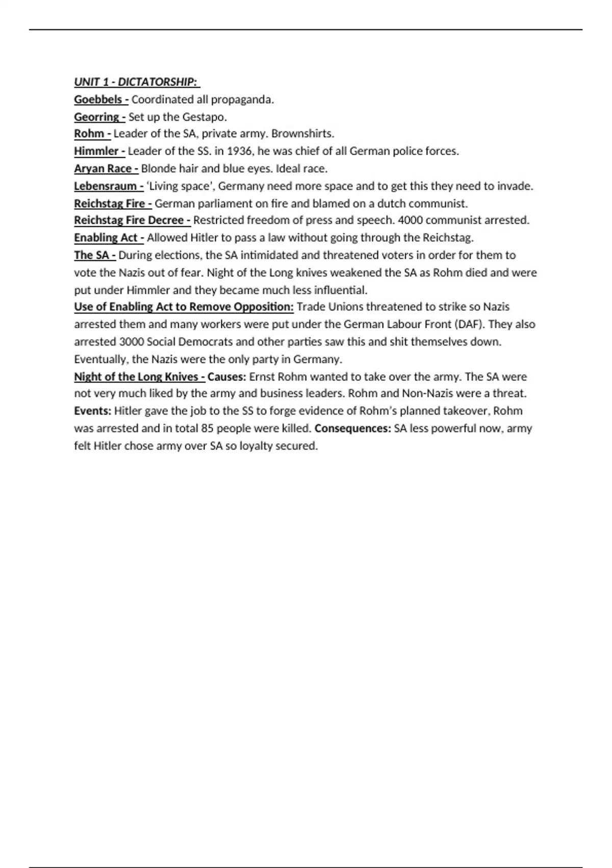 Summary of Nazi Germany's Rule OCR GCSE - History - Stuvia UK