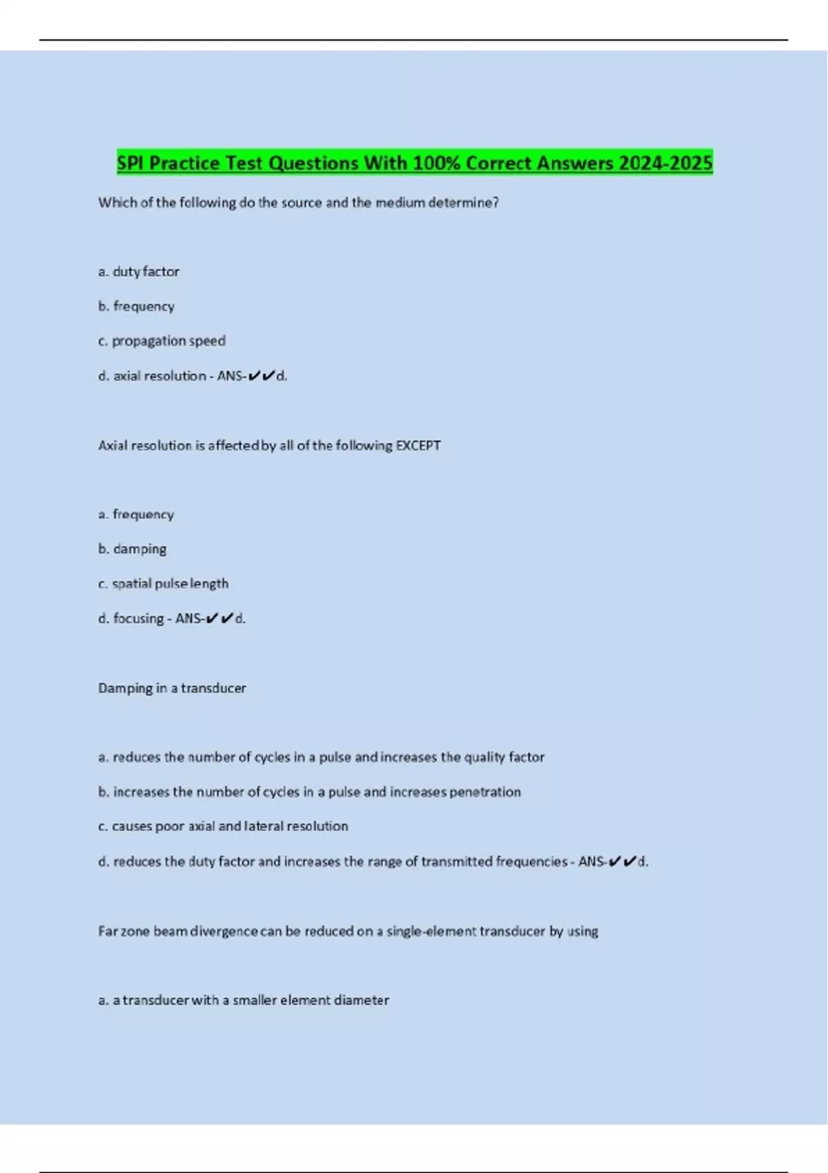 SPI Practice Test Questions With 100% Correct Answers - SPI - Stuvia US