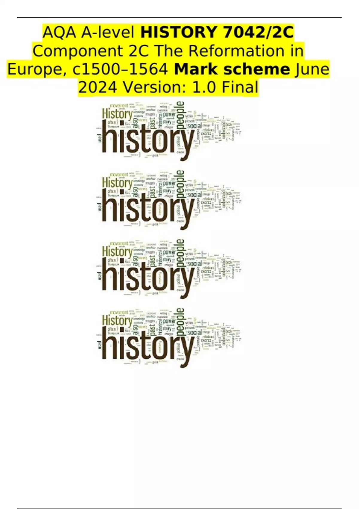 AQA A-level HISTORY 7042/2C Component 2C The Reformation in Europe ...