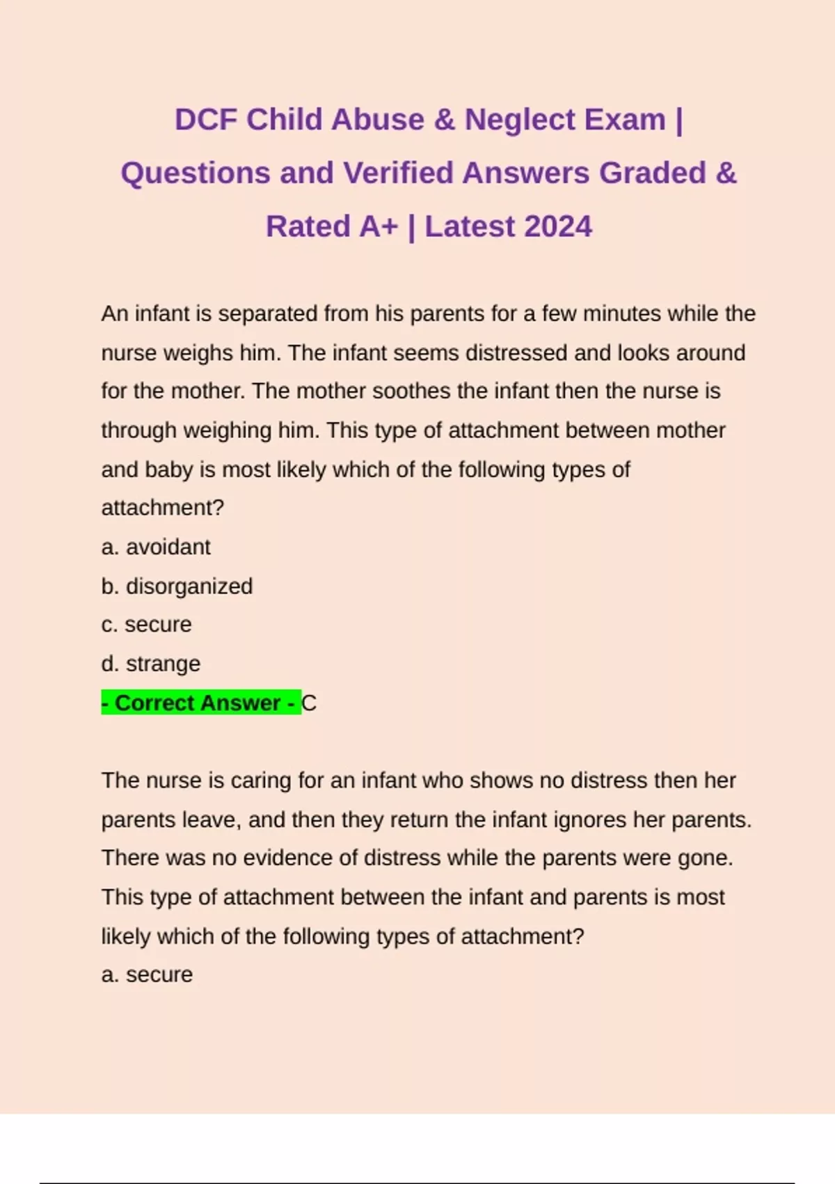 DCF Child Abuse & Neglect Exam | Questions and Verified Answers Graded ...
