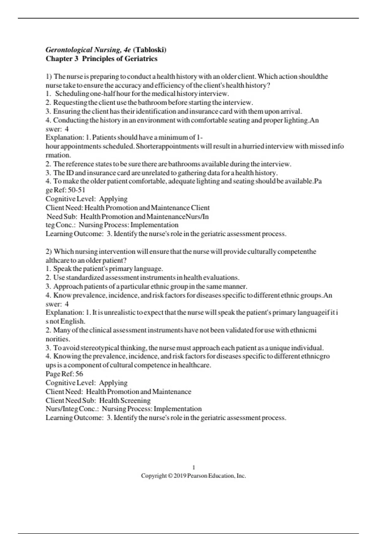 Gerontological Nursing, 4e (Tabloski) Chapter 3 Principles of ...