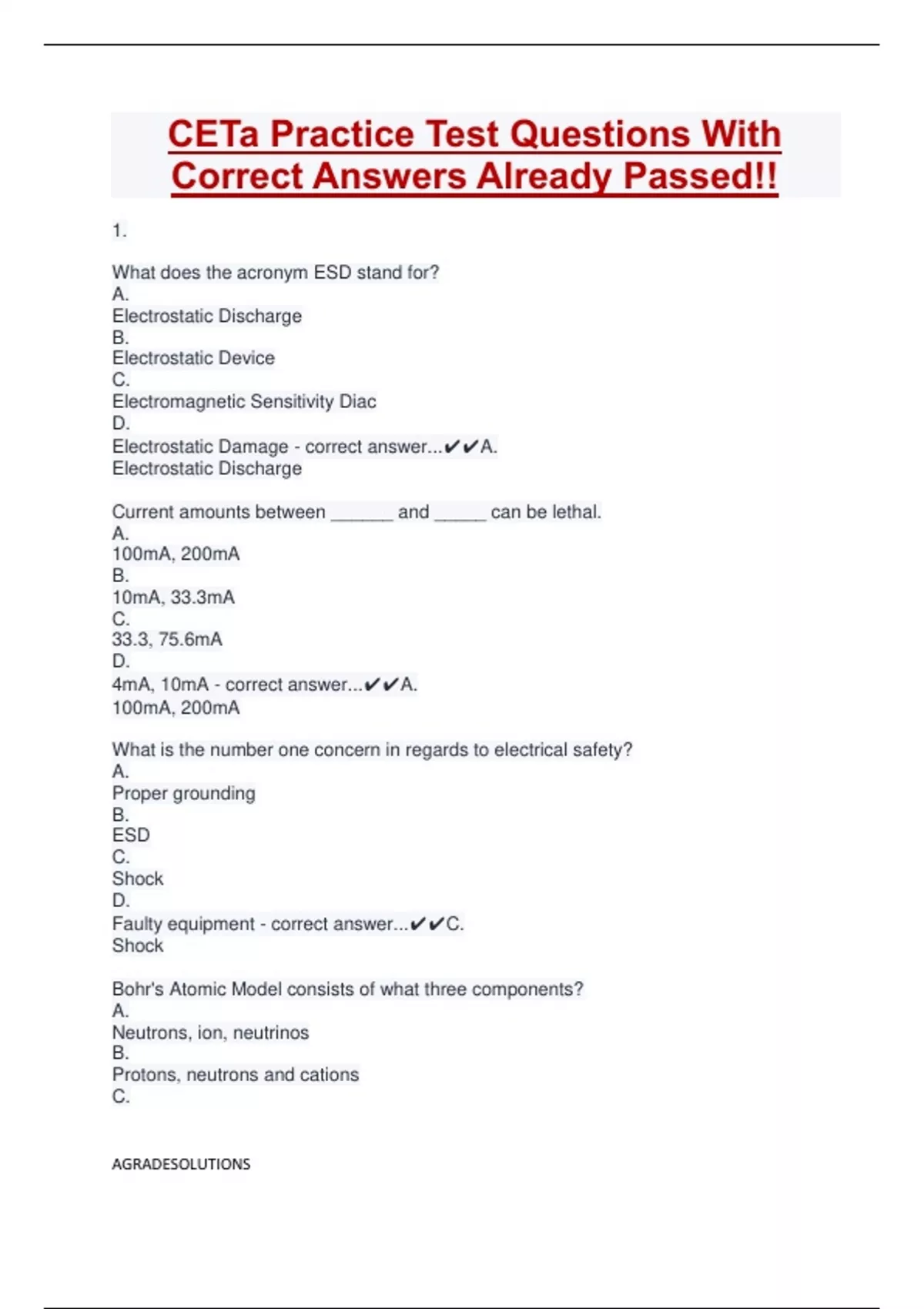 CETa Practice Test Questions With Correct Answers Already Passed ...