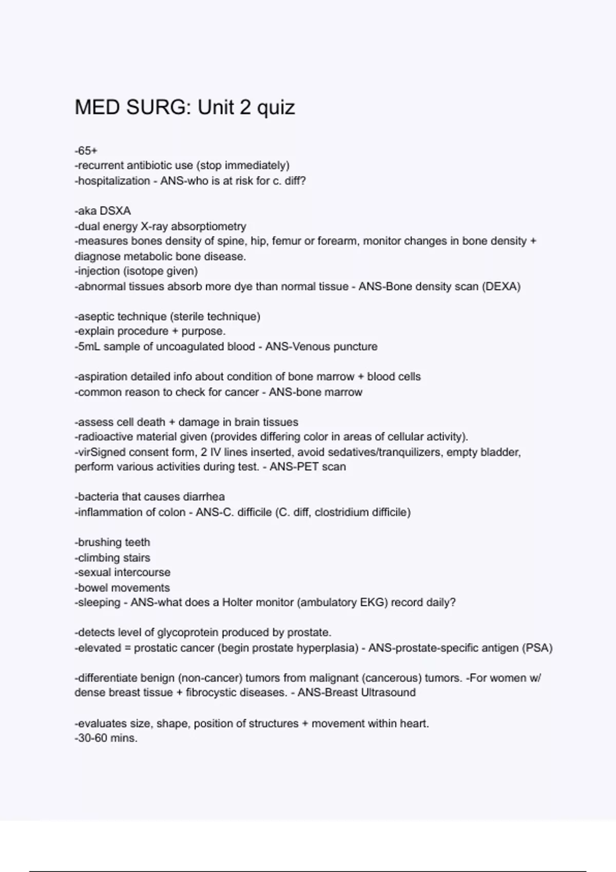 MED SURG Unit 2 quiz 2024/2025 ;100% complete newest version guide ...
