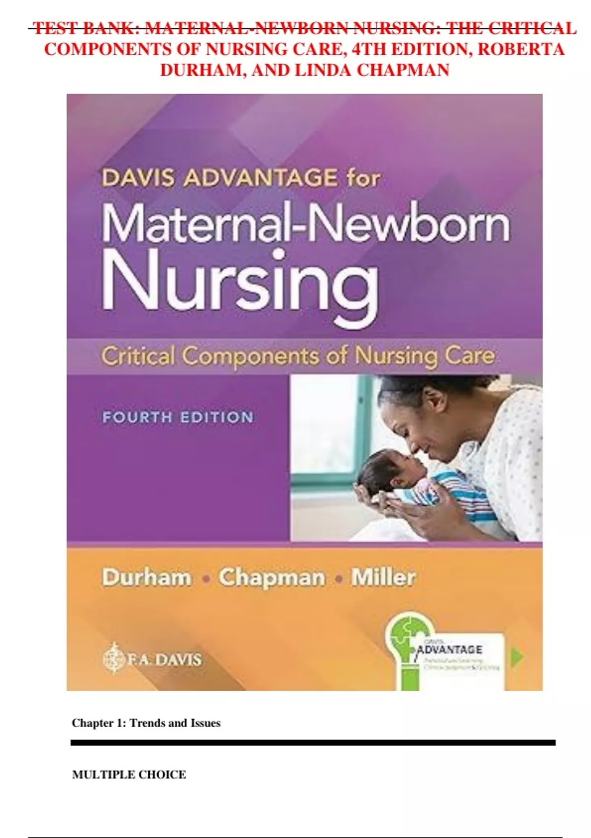 TEST BANK: MATERNAL-NEWBORN NURSING: THE CRITICAL COMPONENTS OF NURSING ...