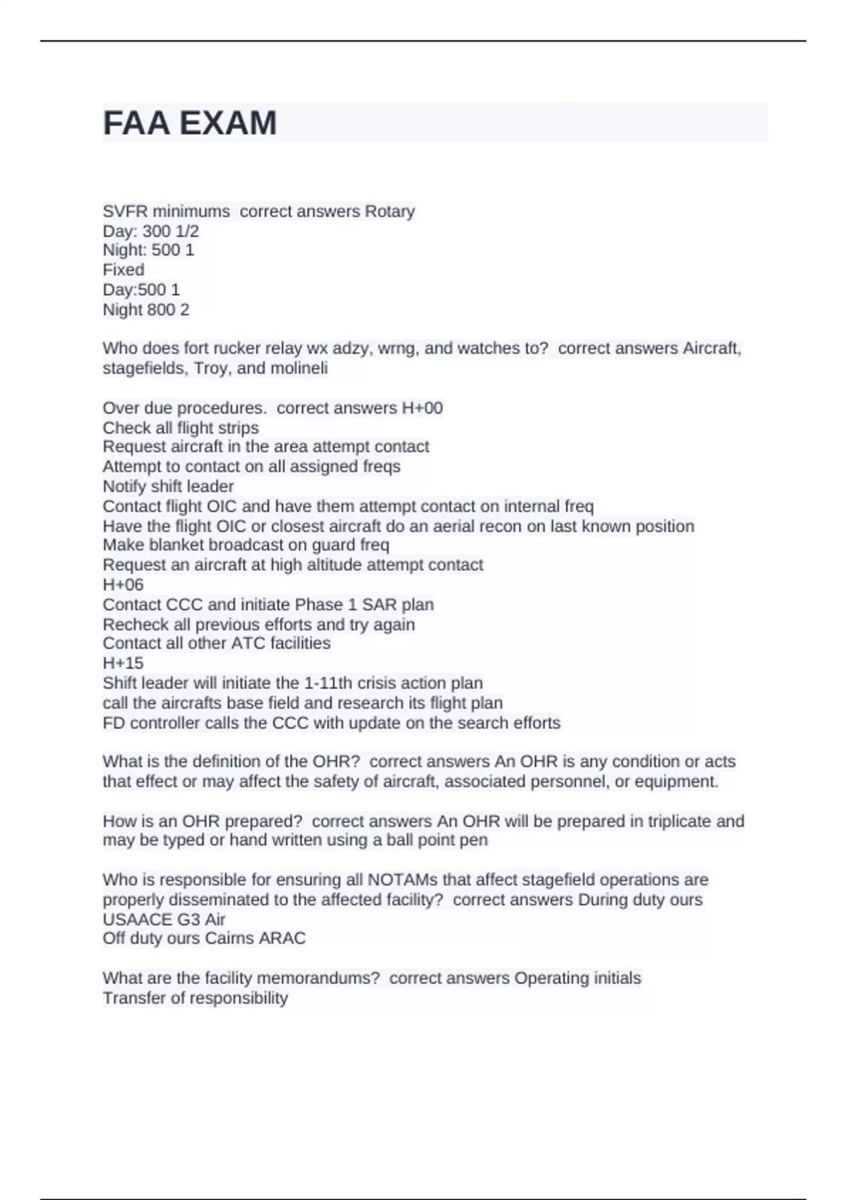 FAA EXAM WITH CORRECT ANSWERS 2024 - FAA EX - Stuvia US