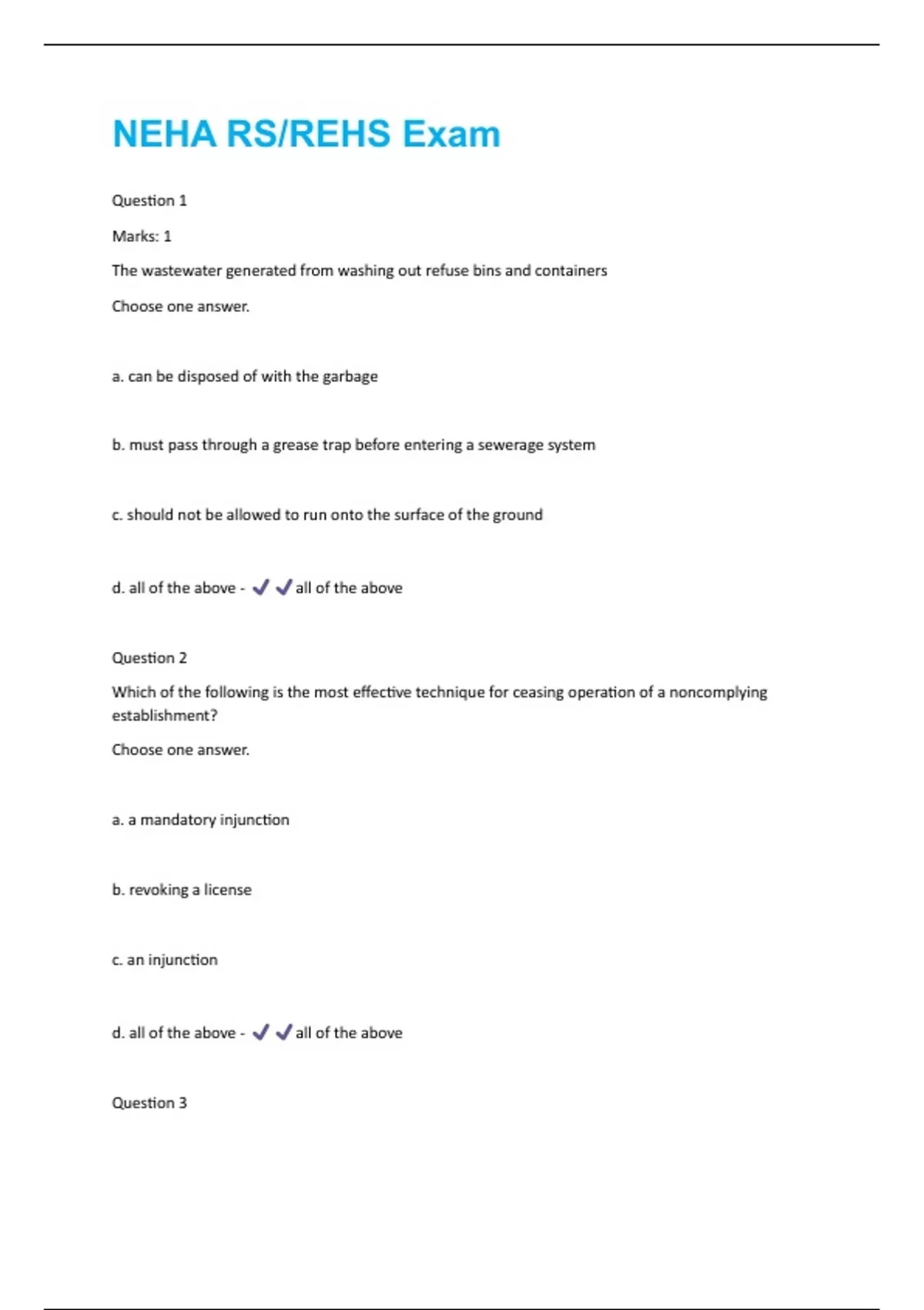 NEHA RS/REHS Exam Questions and Answers New (2024/2025) Solved 100% ...